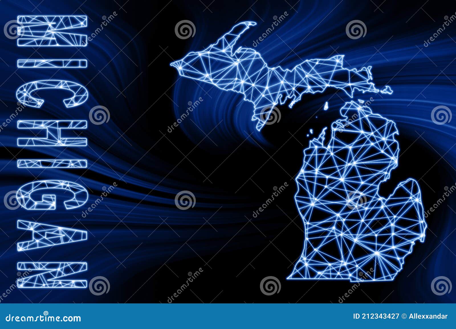Michigan Line Art Map Vector Illustration | CartoonDealer.com #126789946