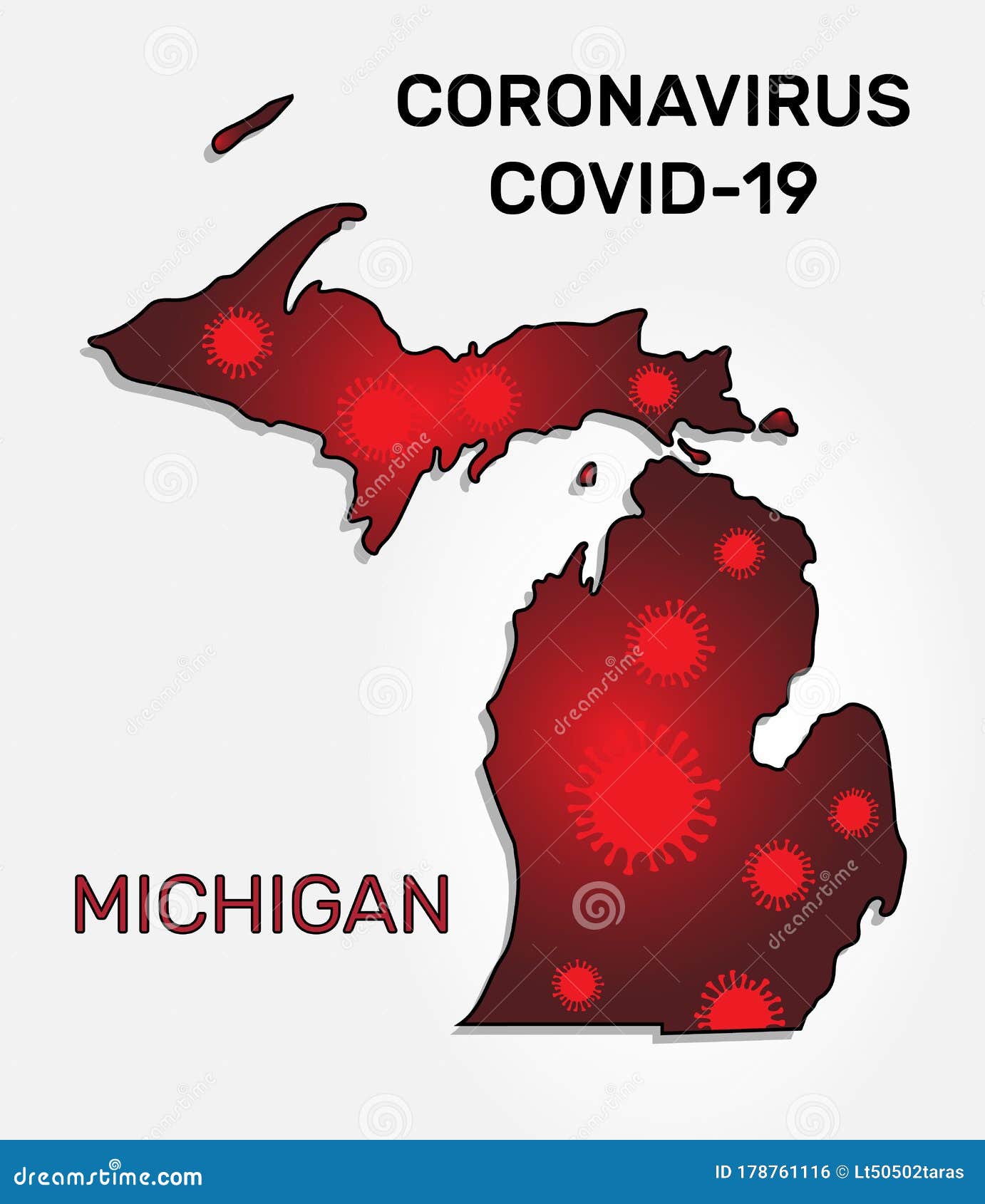 Map of Michigan State and Coronavirus Infection. Stock Vector ...