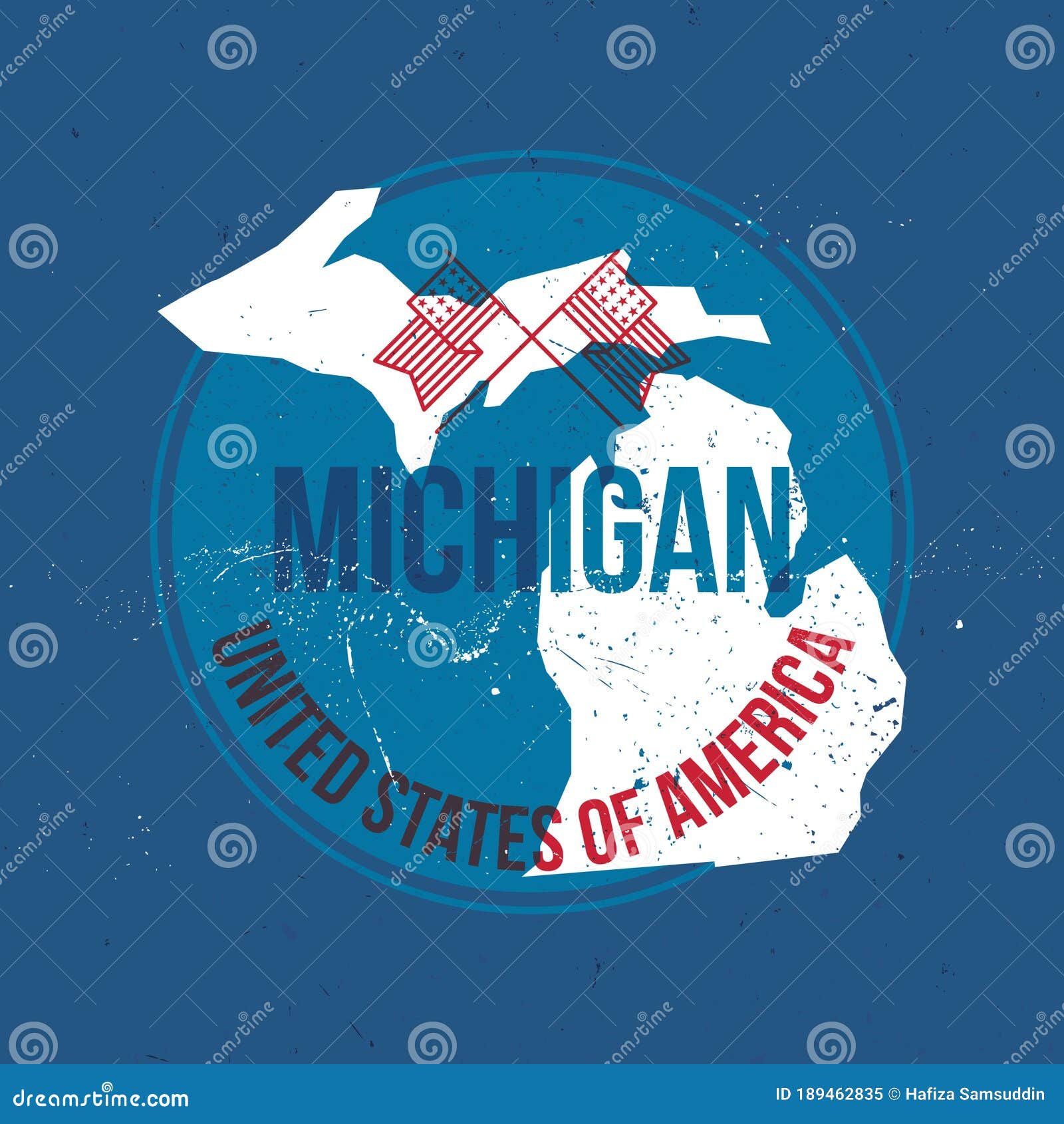 Map of Michigan State Label. Vector Illustration Decorative Design ...