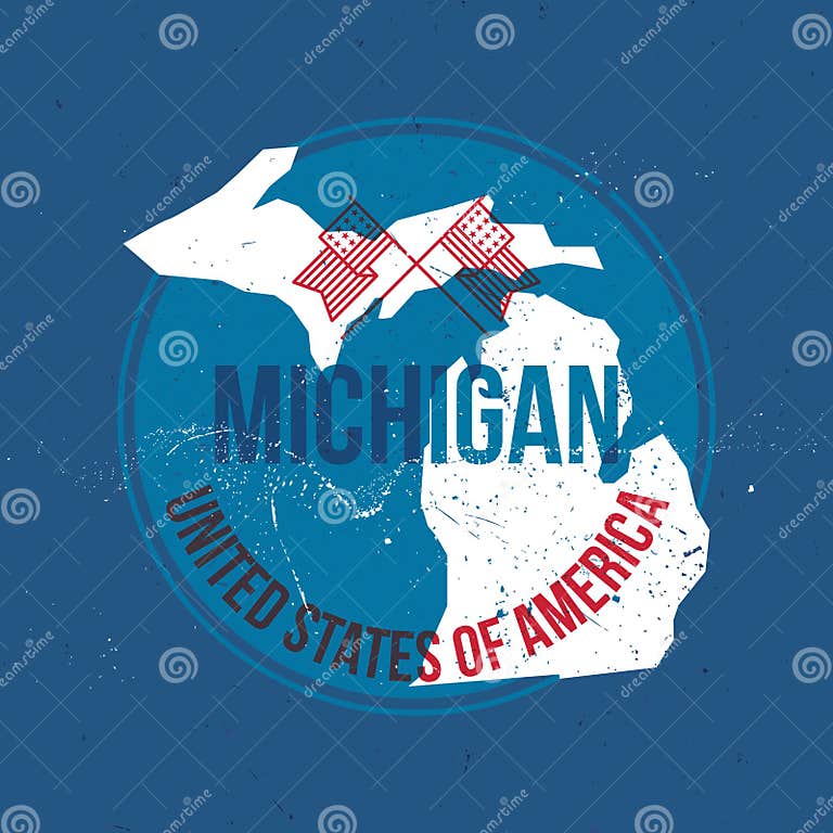 Map of Michigan State Label. Vector Illustration Decorative Design ...