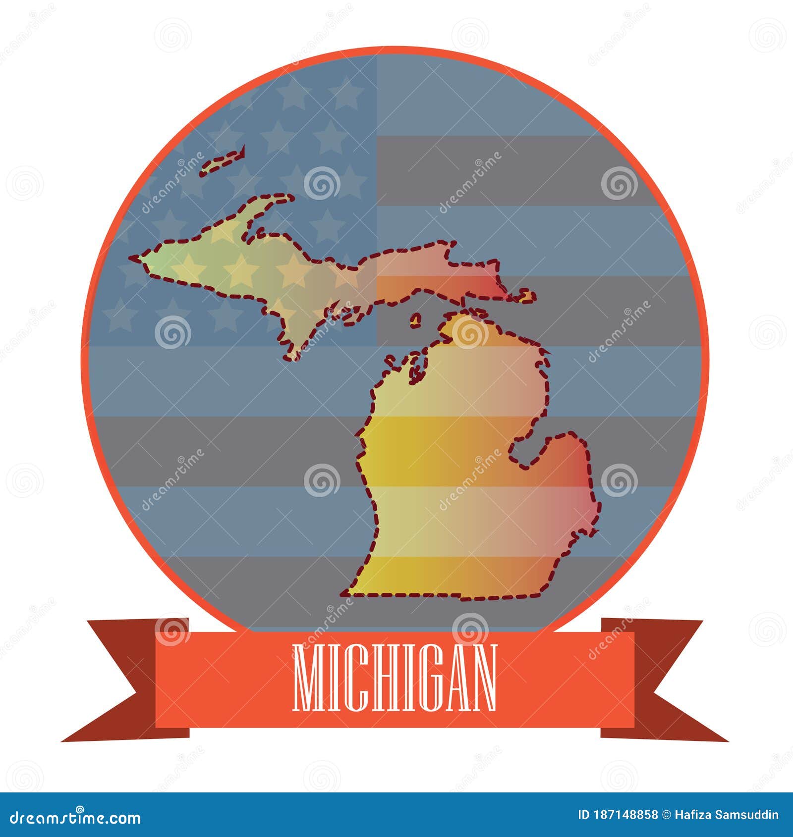 Map of Michigan State. Vector Illustration Decorative Design Stock ...