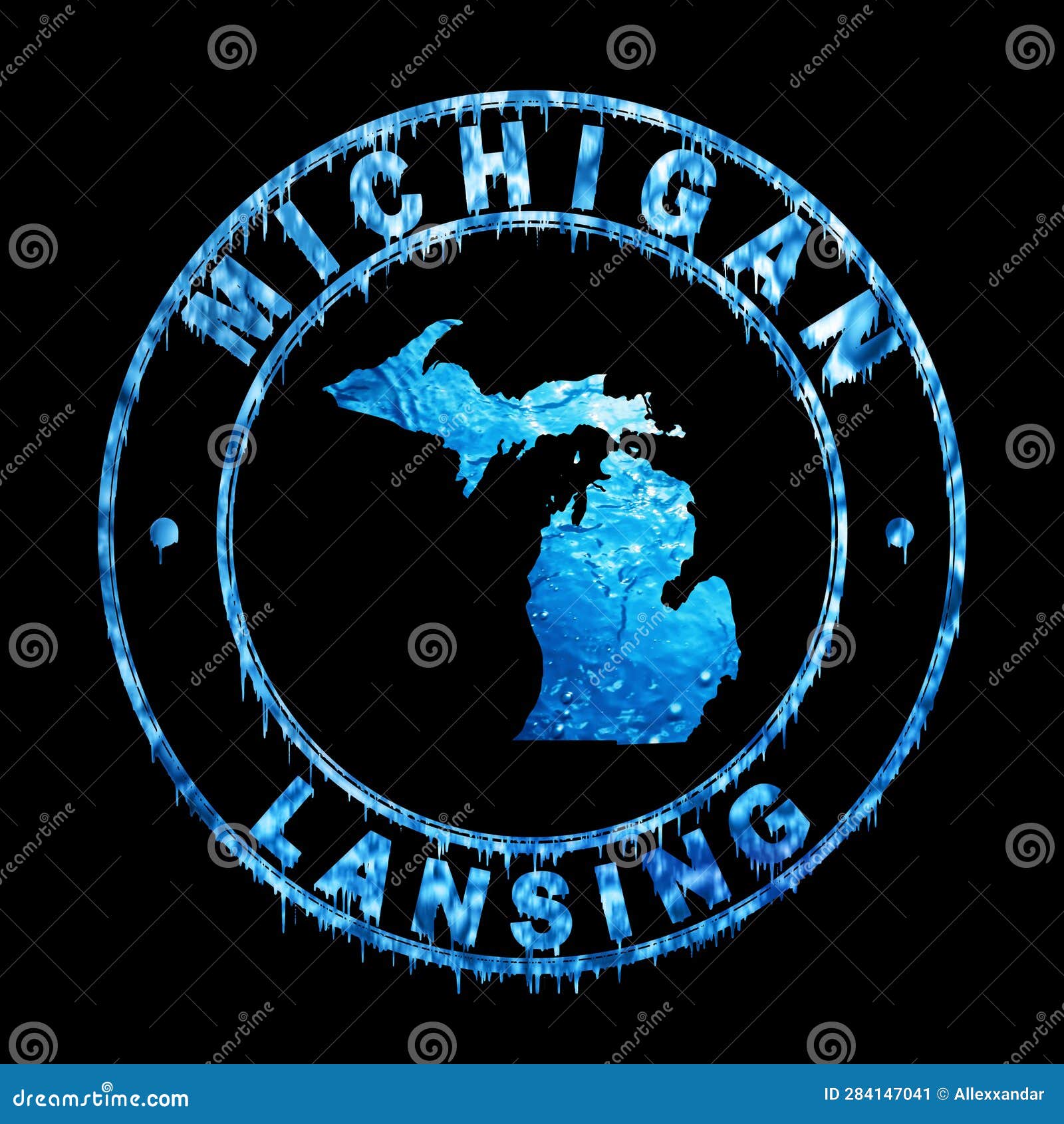 Map of Michigan Water Concept Stock Illustration - Illustration of ...