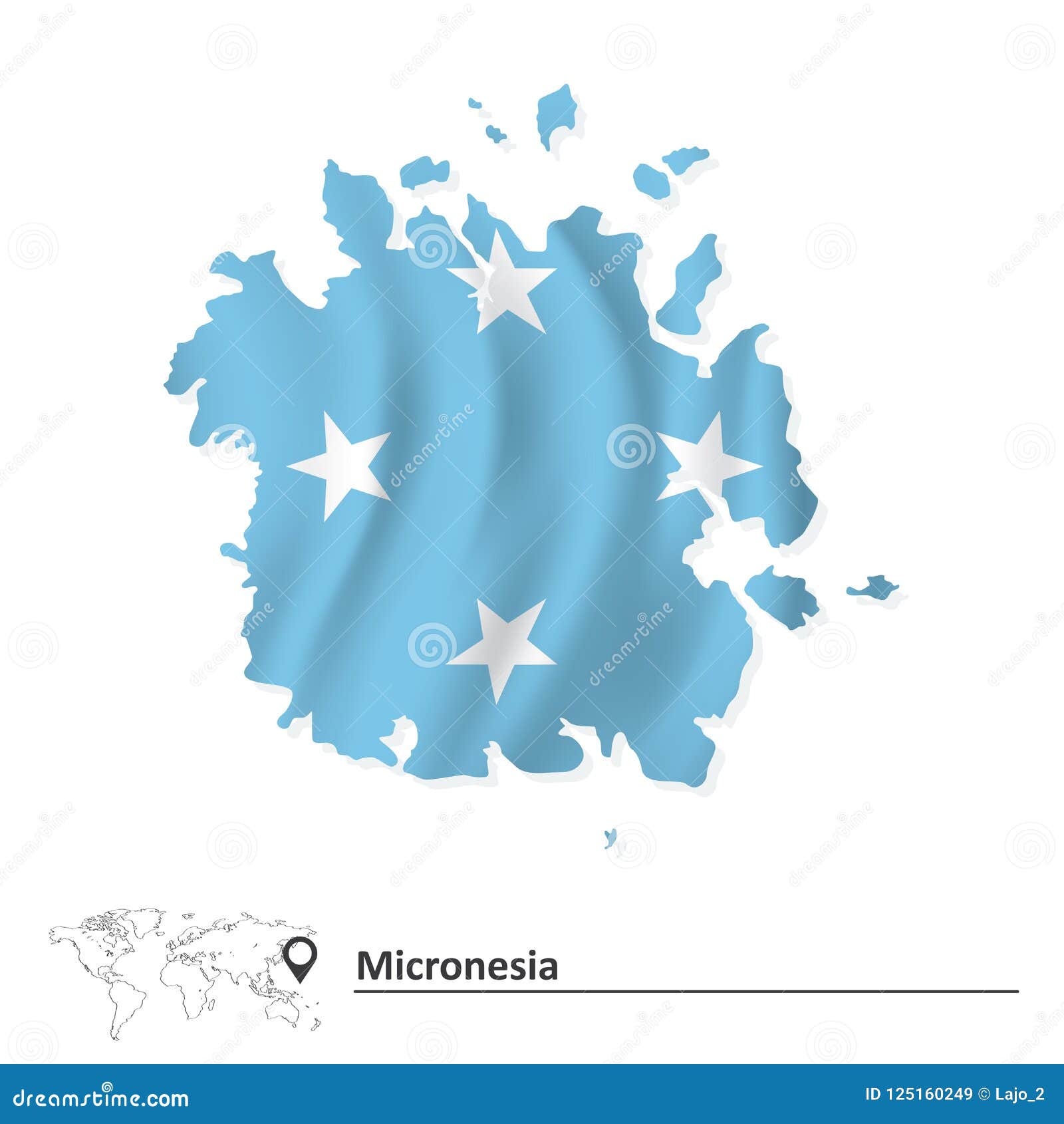 Map of Micronesia with Flag Stock Vector - Illustration of destination ...