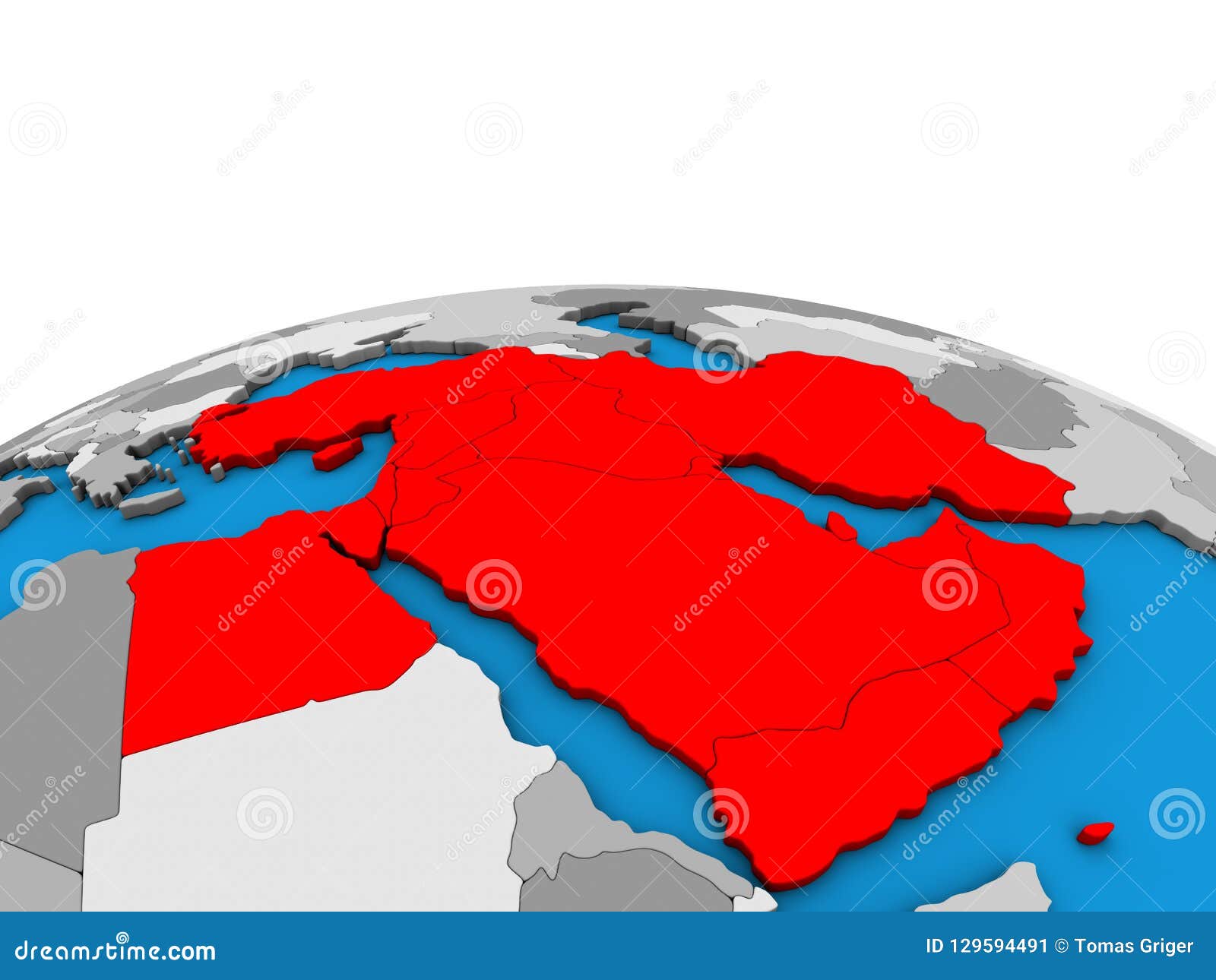 Map of Middle East on 3D Globe Stock Illustration - Illustration of ...