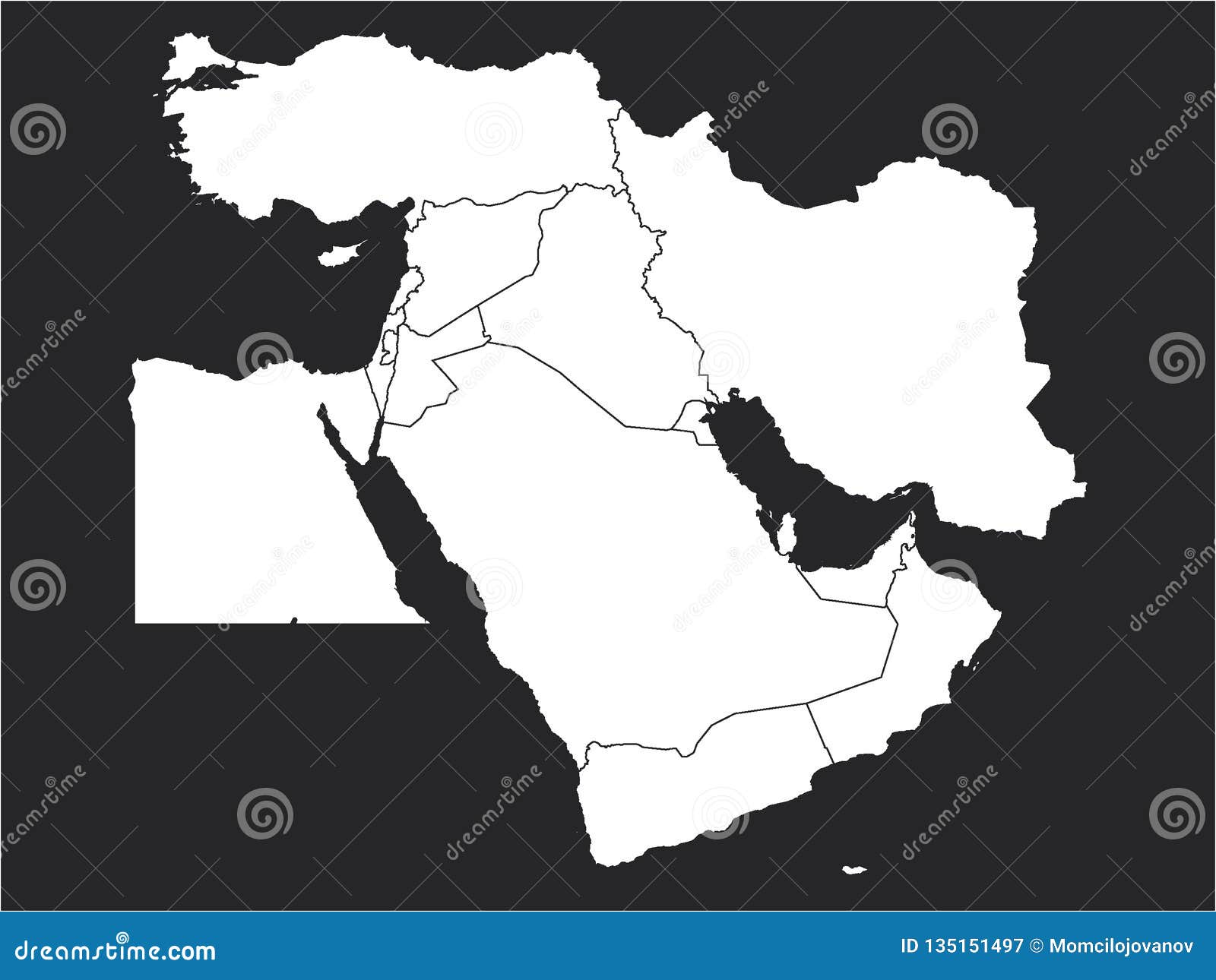 Map of the Middle East stock vector. Illustration of israel - 135151497
