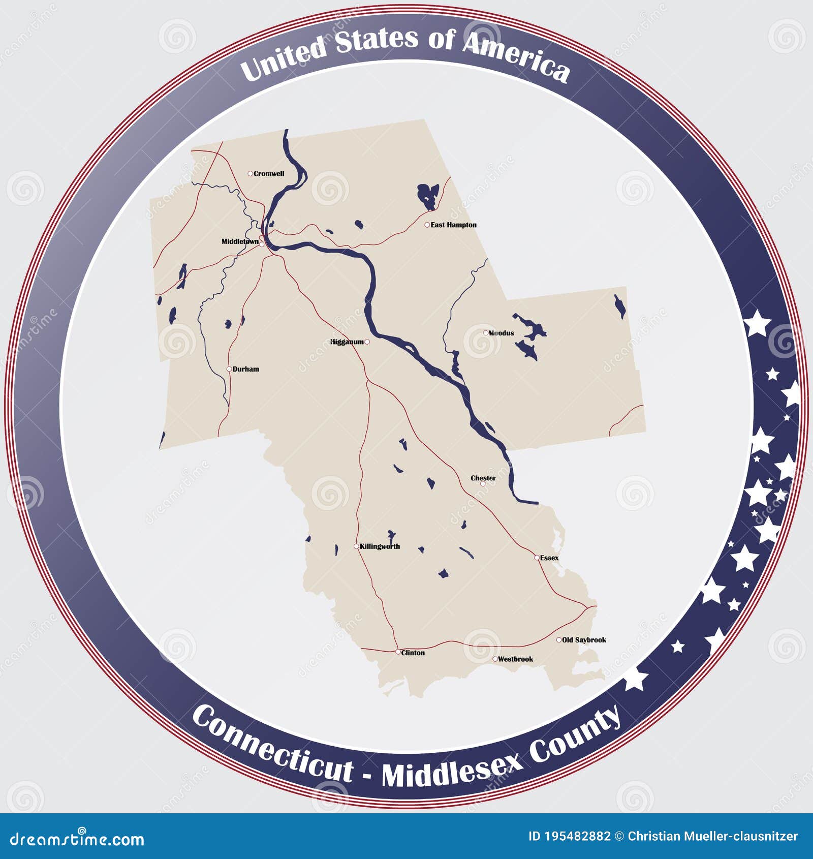 Connecticut County Map Cartoon Vector | CartoonDealer.com #246892109