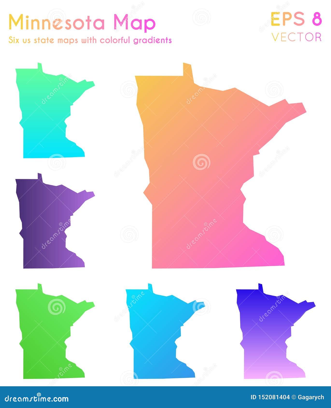 Map of Minnesota with Beautiful Gradients. Stock Vector - Illustration ...