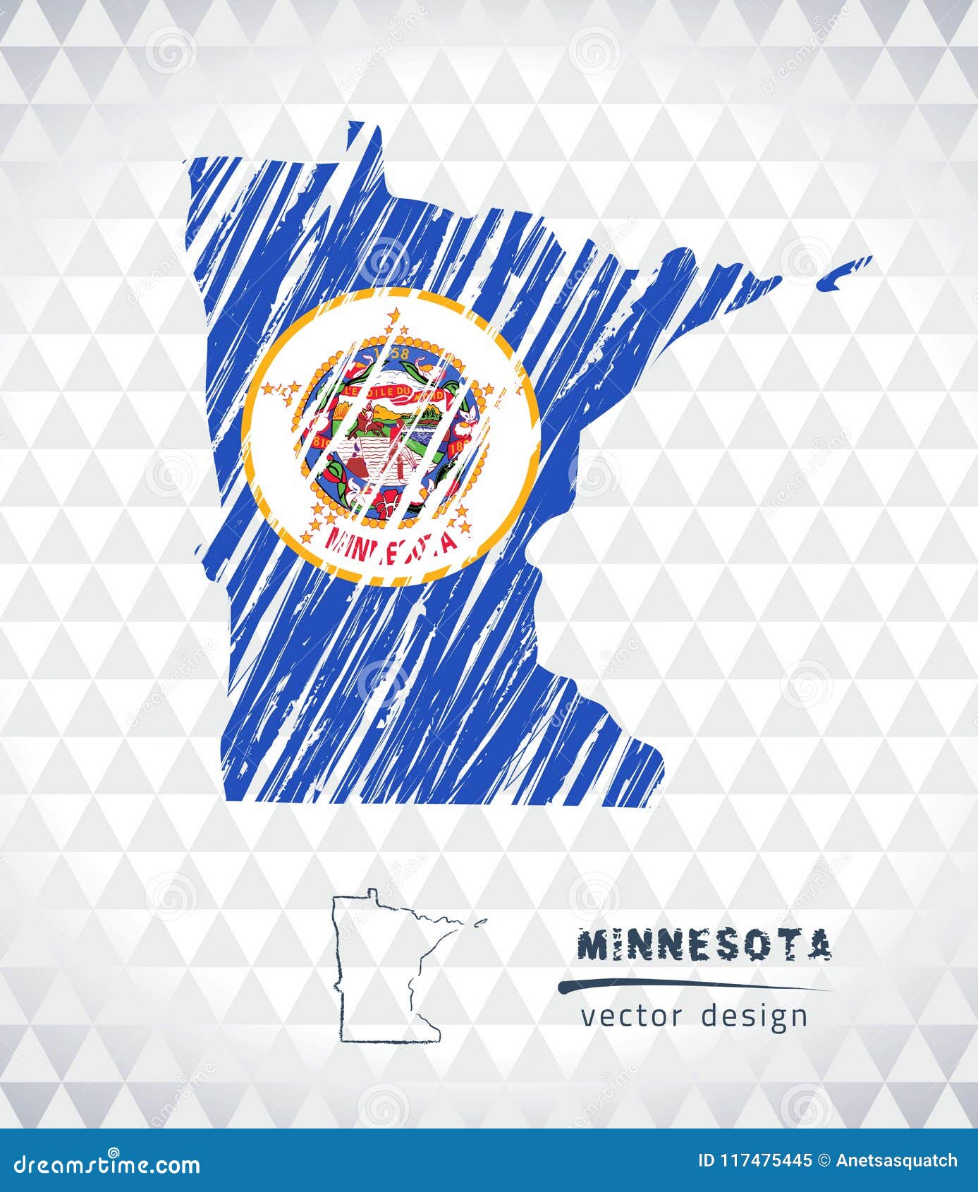 Map of Minnesota with Hand Drawn Sketch Pen Map Inside. Vector ...