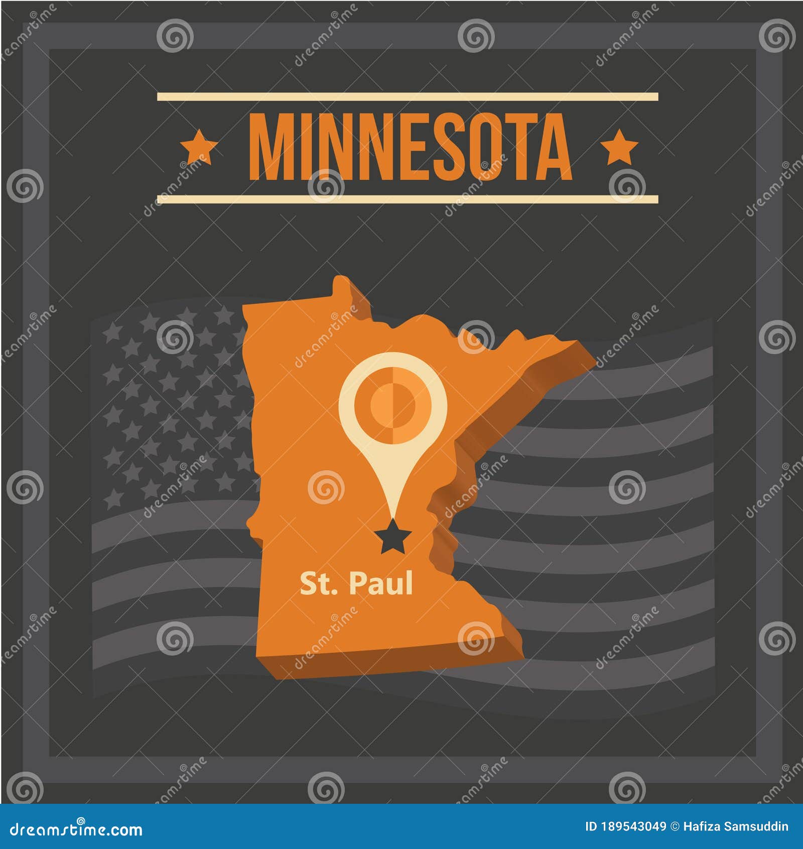 Map of Minnesota State. Vector Illustration Decorative Design Stock ...