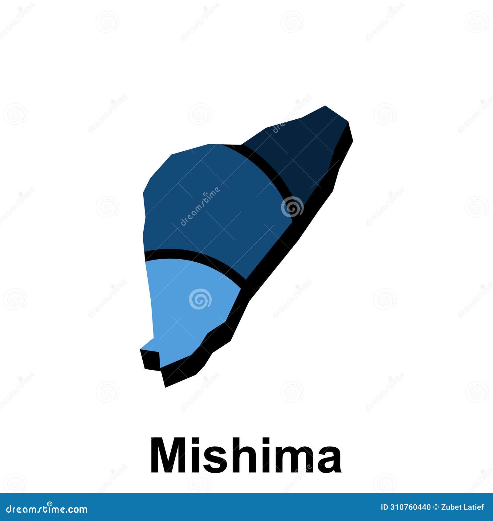 Map of Mishima Flat Vector Design, Map Region of Japan Country Template ...