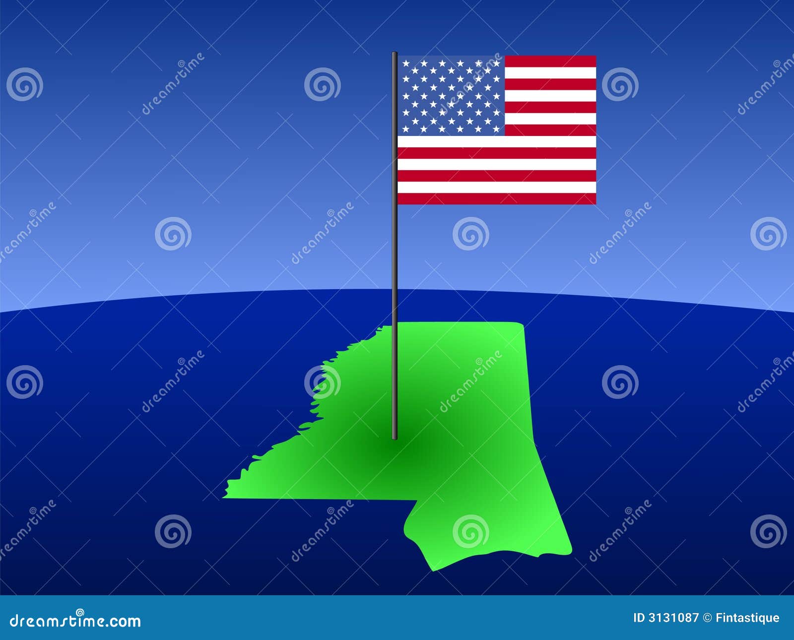 Map of Mississippi with Flag Stock Illustration - Illustration of view ...