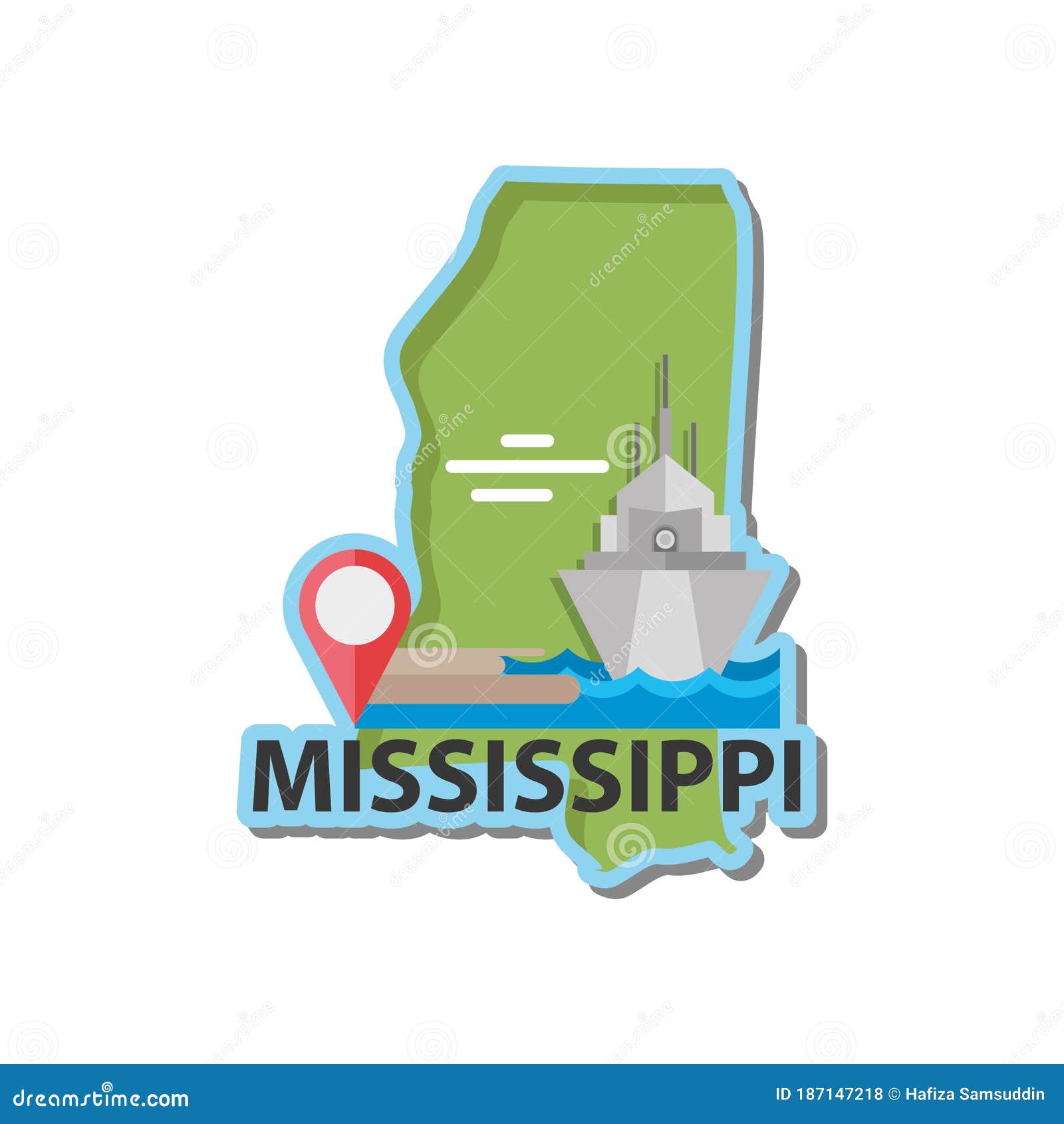 Map of Mississippi State. Vector Illustration Decorative Design Stock ...