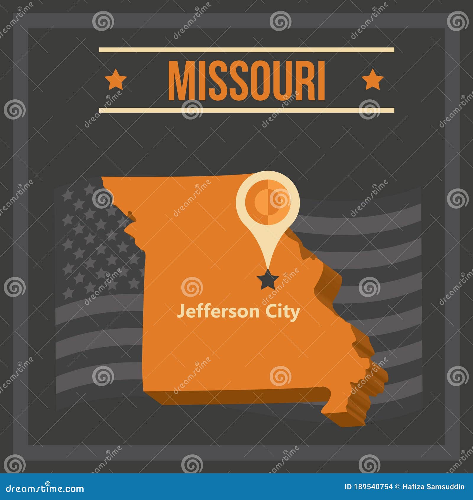 Map of Missouri State. Vector Illustration Decorative Design Stock ...