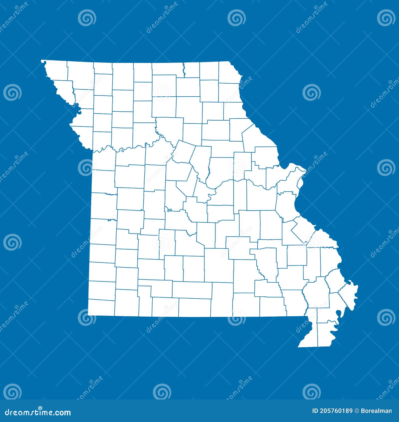 Map of the Missouri stock vector. Illustration of missouri - 205760189