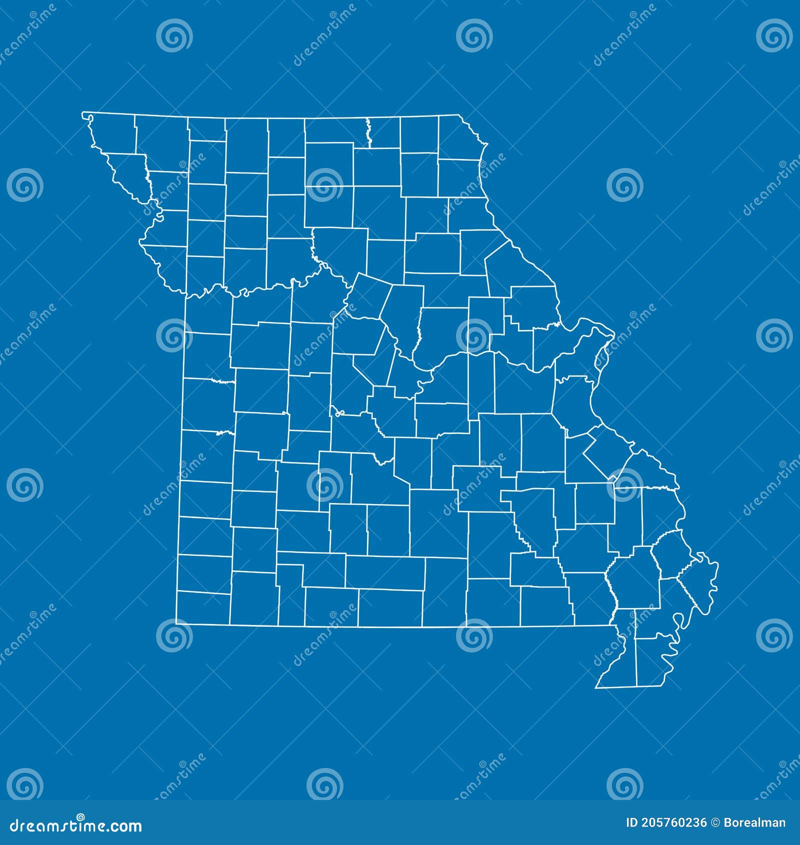Map of the Missouri stock vector. Illustration of silhouette - 205760236