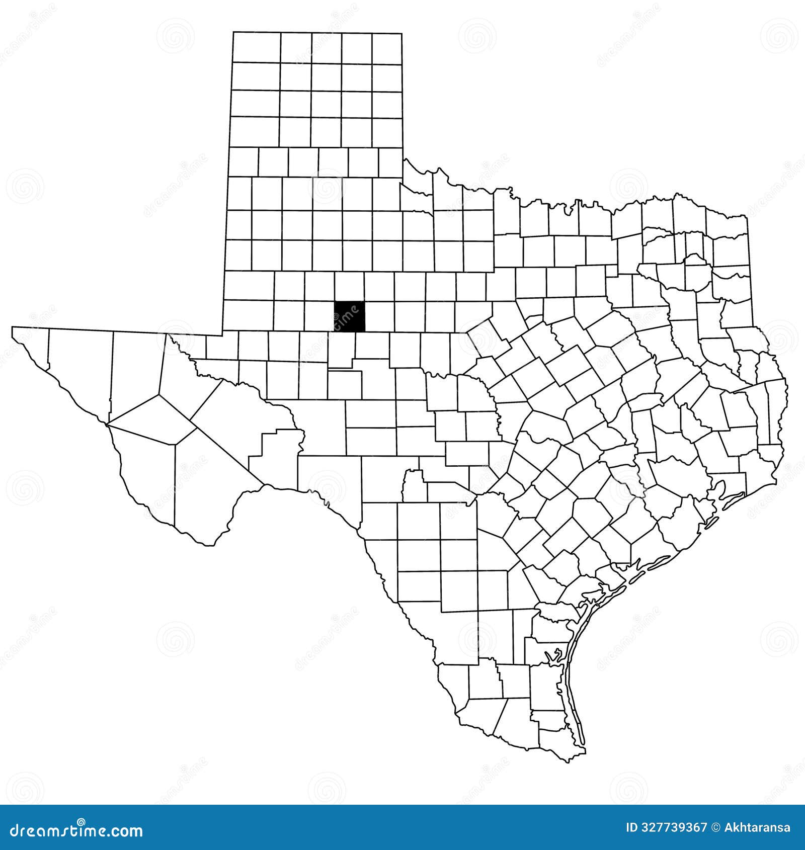 Map of Mitchell County in Texas State on White Background. Single ...