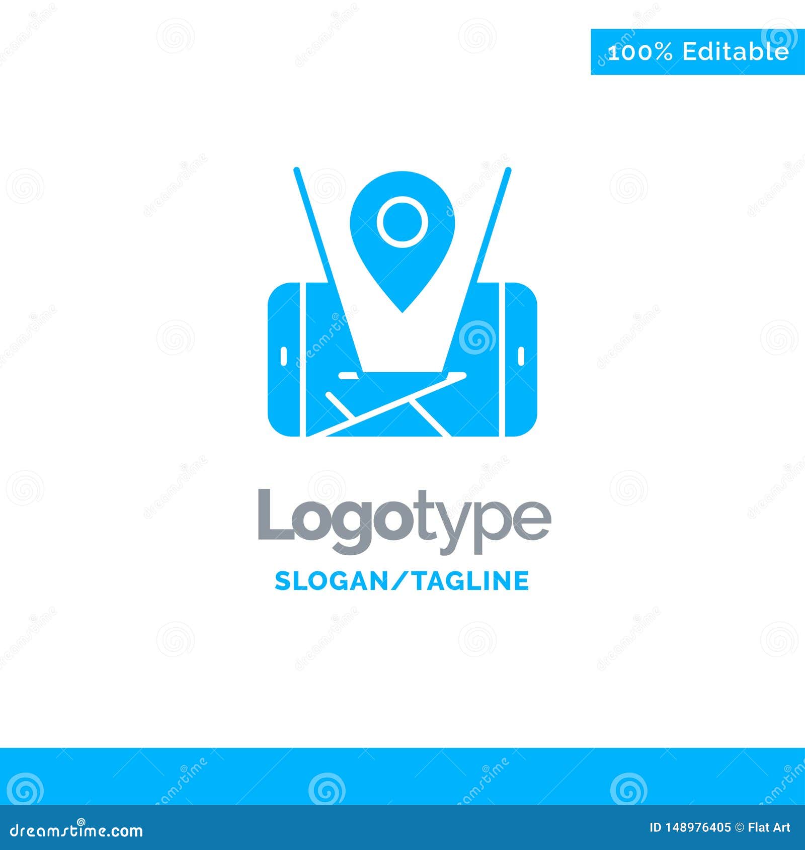 Map, Mobile, Location, Technology Blue Solid Logo Template. Place for ...