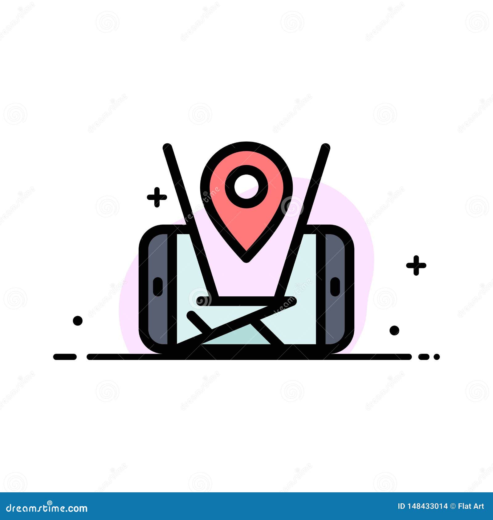 Map, Mobile, Location, Technology Business Flat Line Filled Icon Vector ...