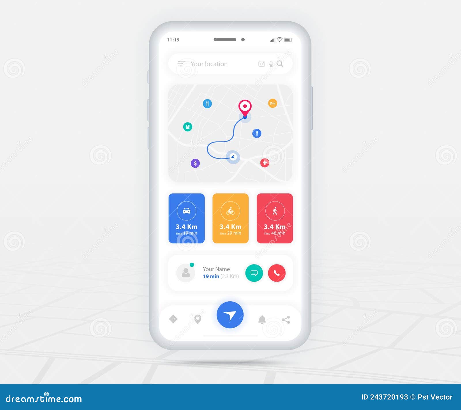 Map GPS Navigation App Ux Ui Concept, Mobile Map Application ...