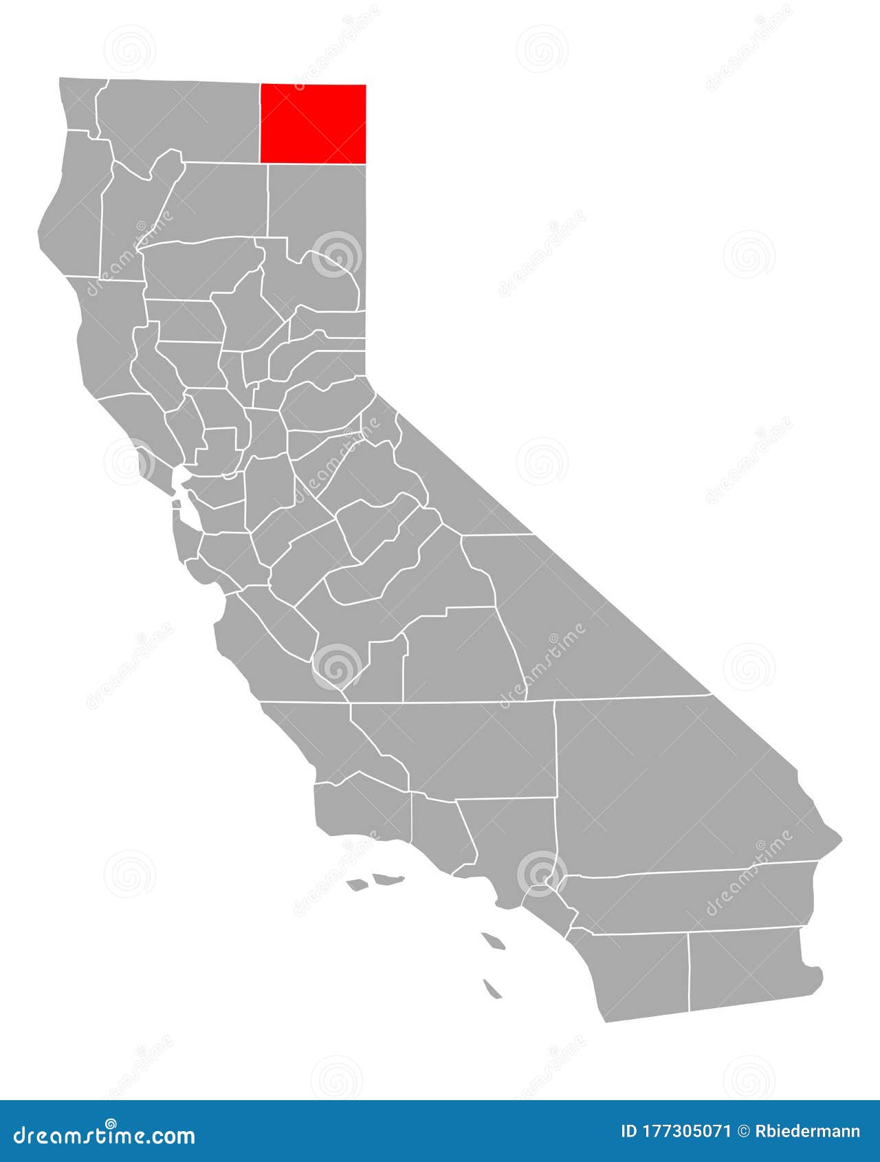 Map of Modoc in California stock vector. Illustration of california ...