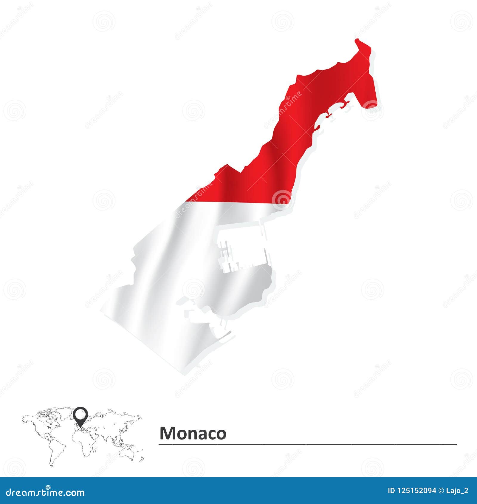 Map of Monaco with flag stock vector. Illustration of icon - 125152094