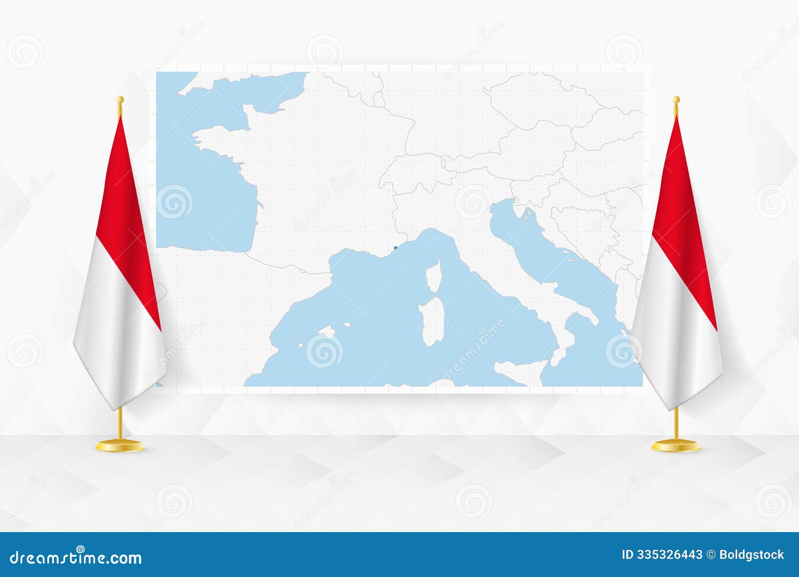 Map of Monaco and Flags of Monaco on Flag Stand Stock Vector ...