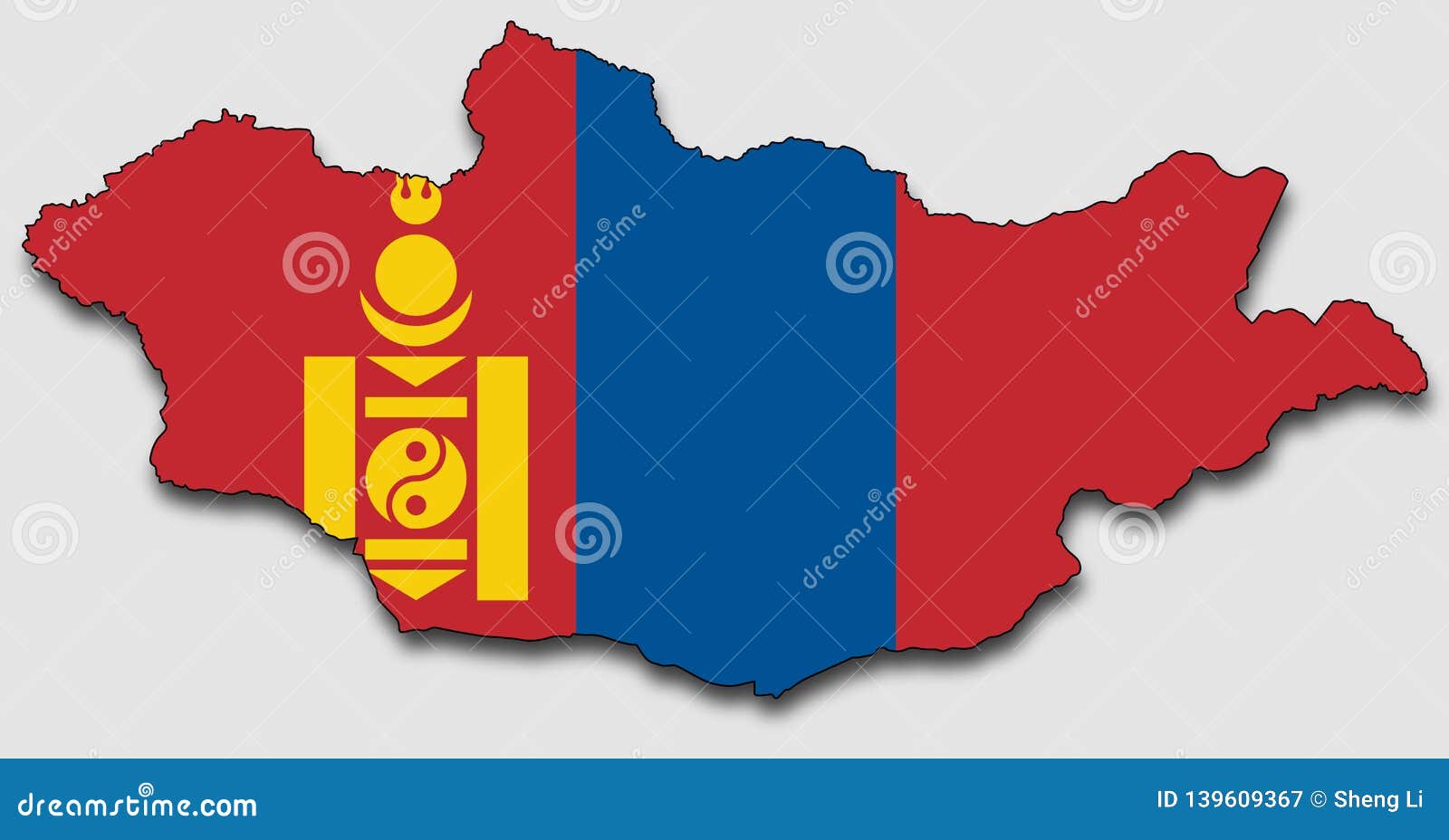 Map of Mongolia, Filled with the National Flag Stock Vector ...