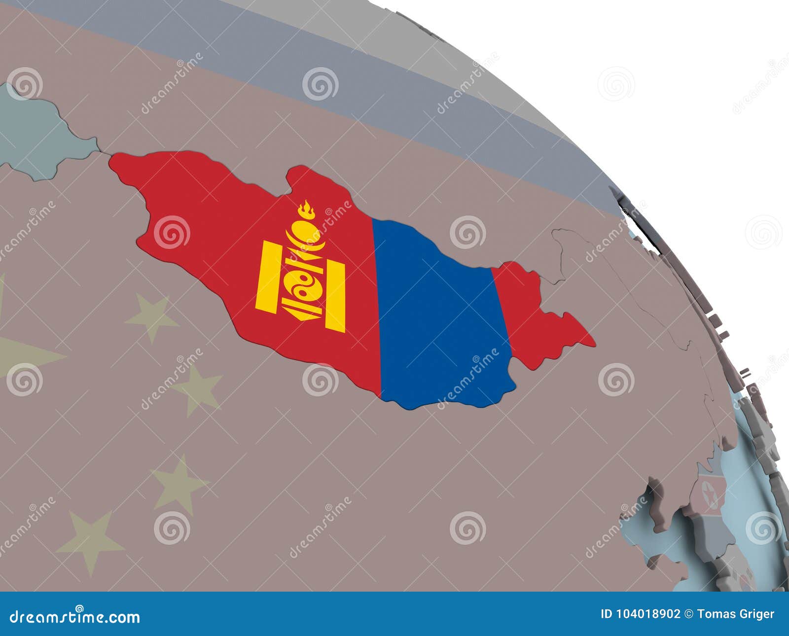 Map of Mongolia with flag stock illustration. Illustration of country ...