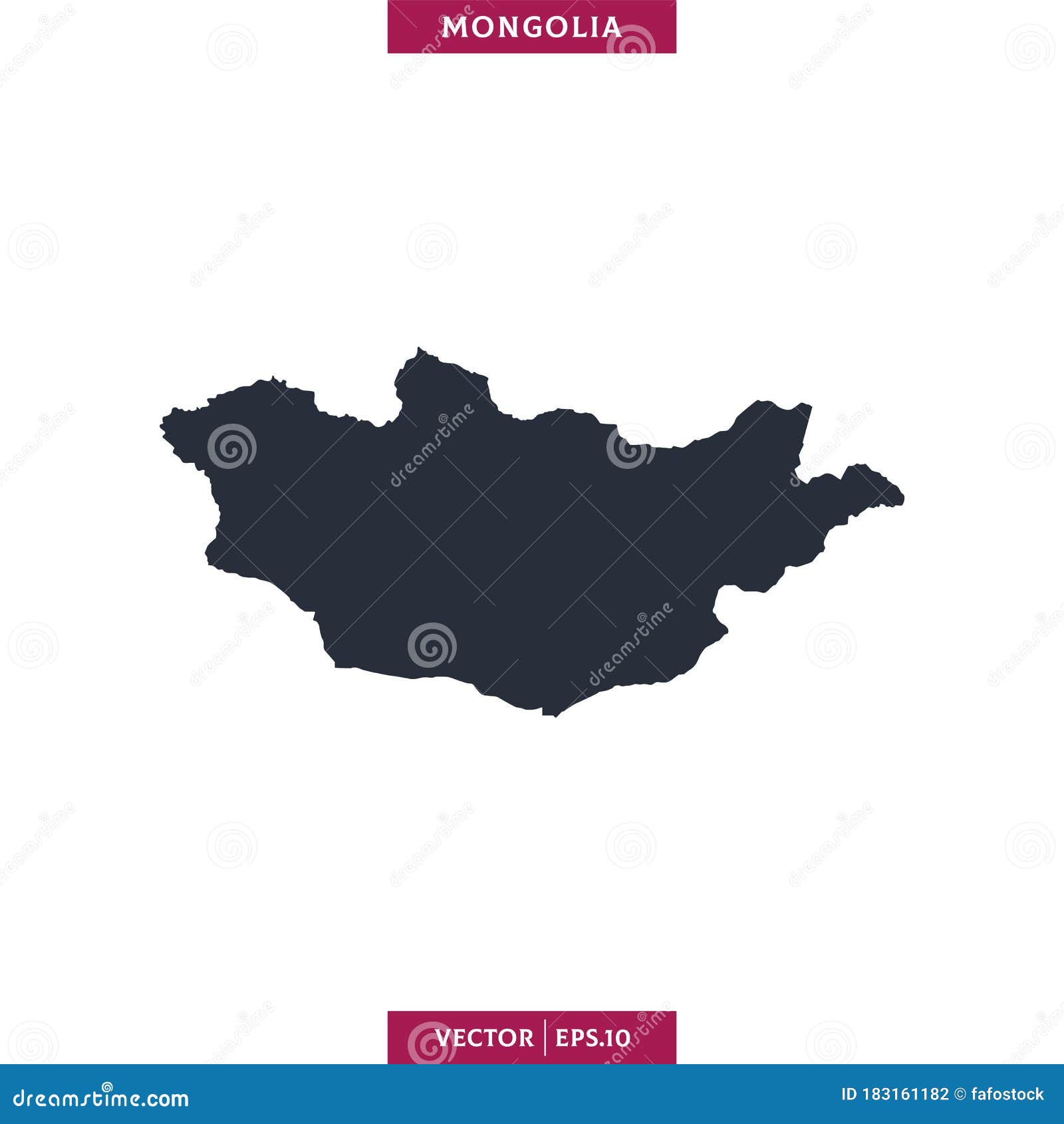 Mongolia High Resolution Map With National Flag. Cartoon Vector ...