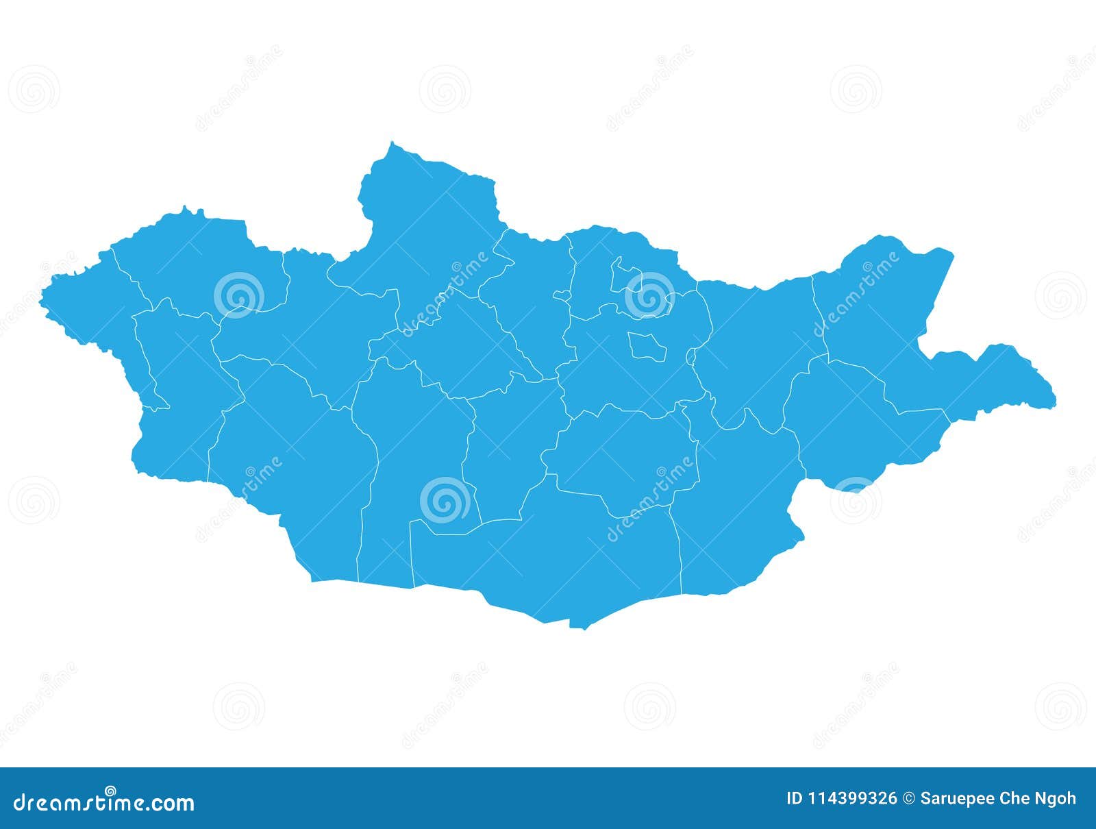 Mongolia High Resolution Map With National Flag. Cartoon Vector ...