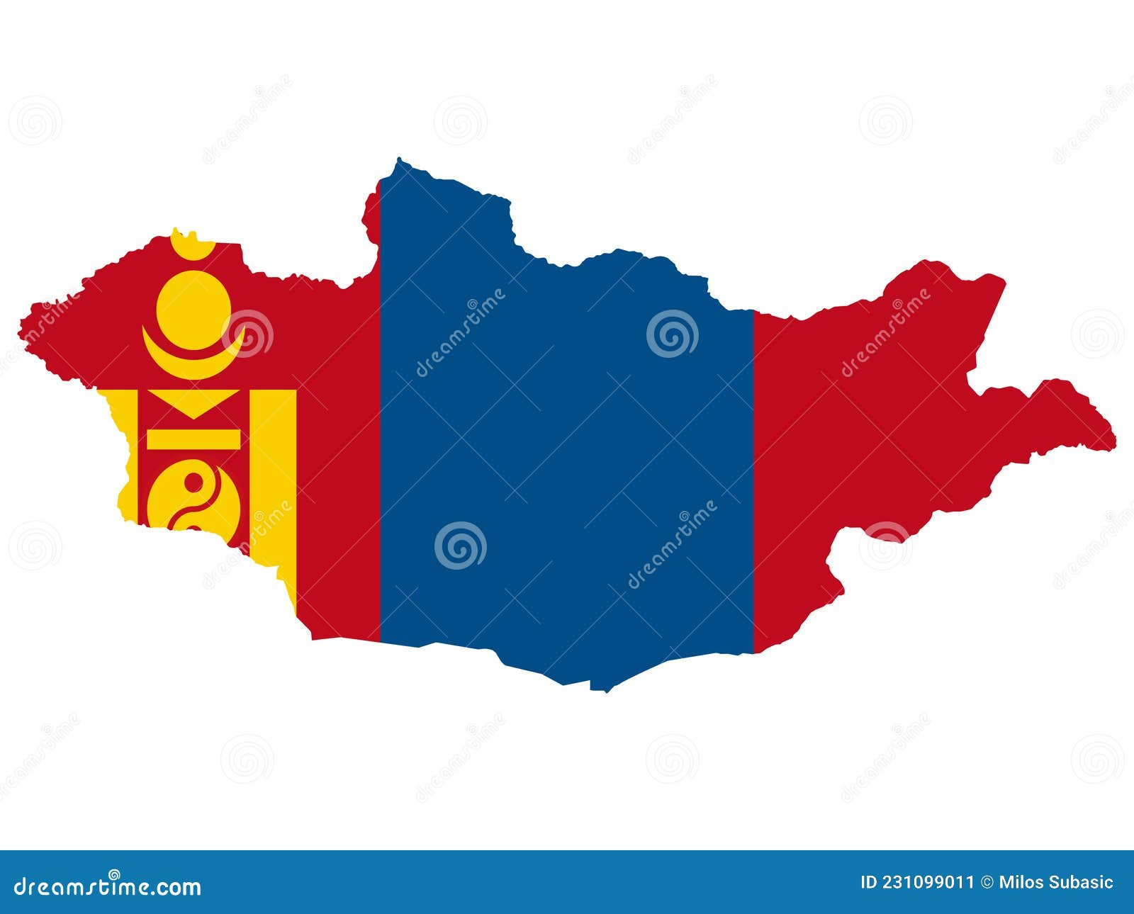 Map of Mongolia with National Flag Stock Vector - Illustration of ...