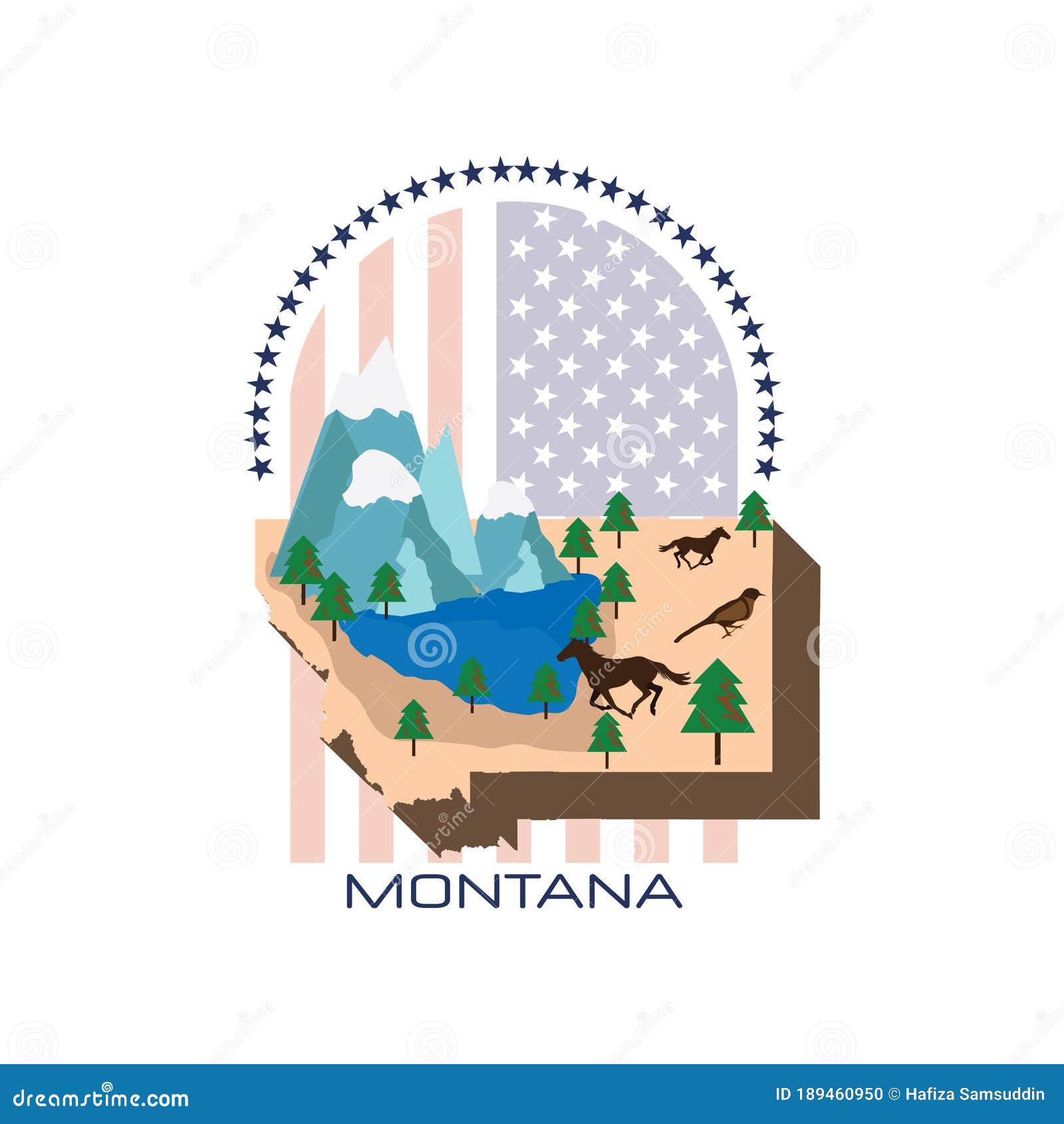 Map of Montana State. Vector Illustration Decorative Design Stock ...