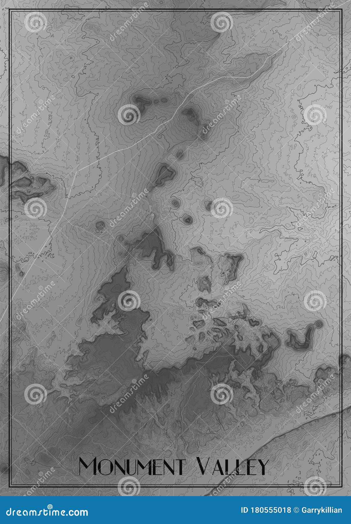 Map of Monument Valley, Arizona. Vector Elevation Map of National Park ...