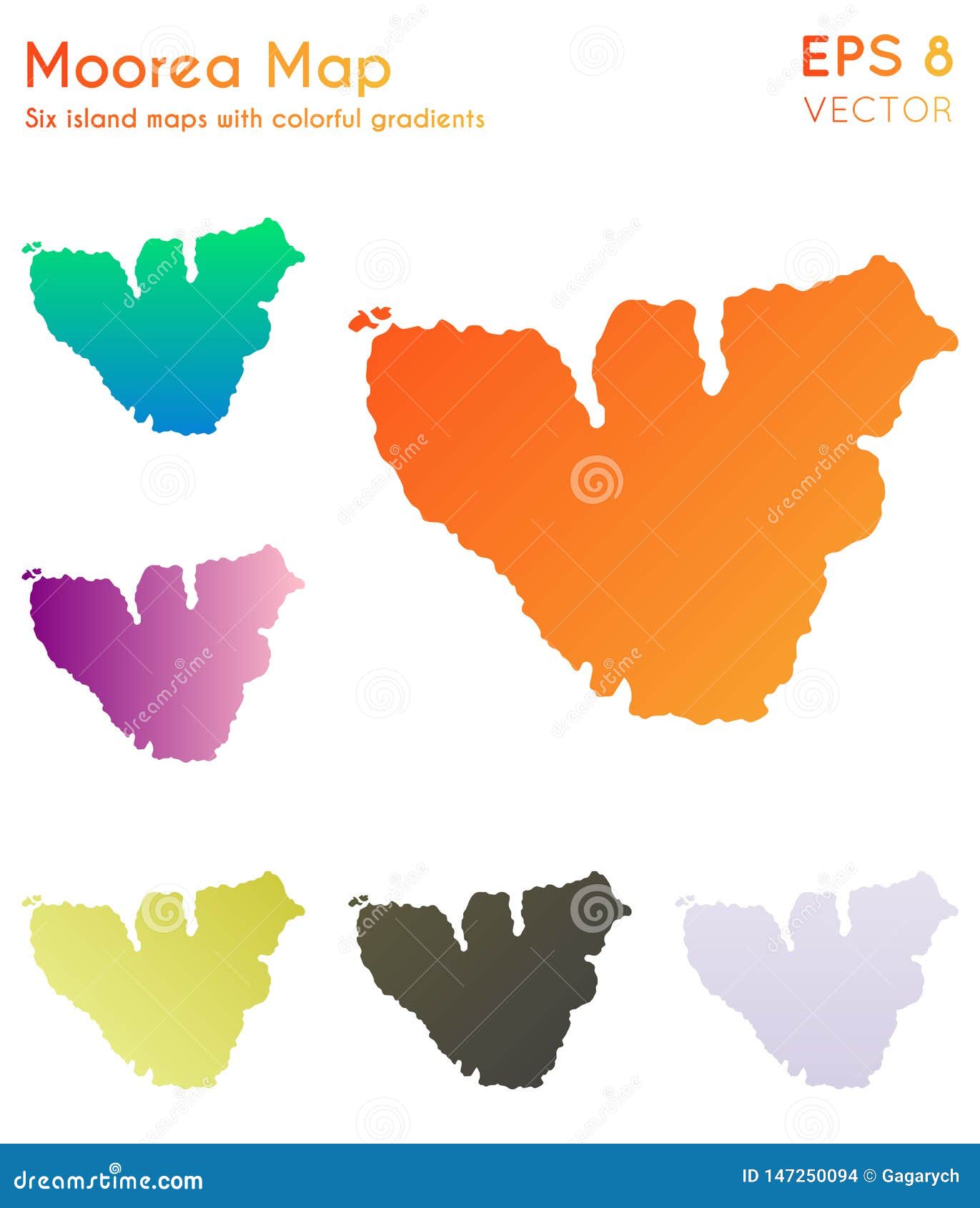 Map Of Moorea With Beautiful Gradients. Vector Illustration ...