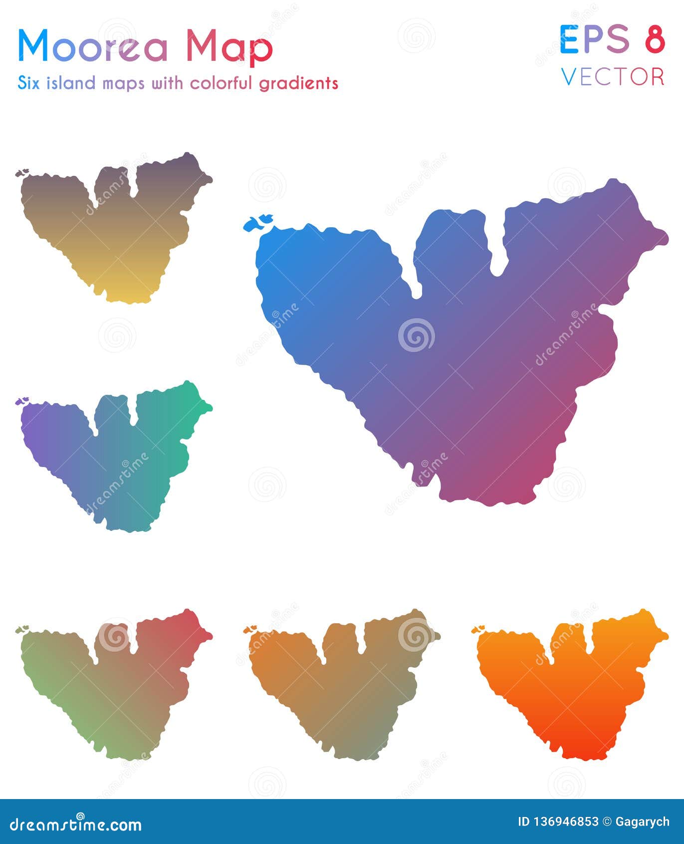 Map of Moorea with Beautiful Gradients. Stock Vector - Illustration of ...