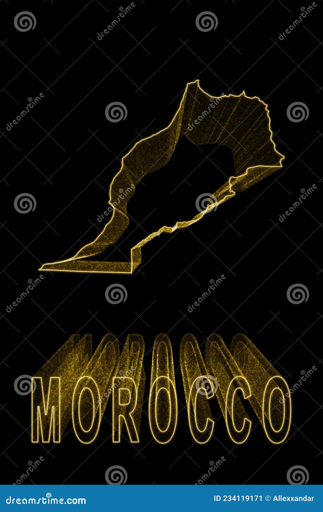 Map of Morocco, Gold Map on Black Background Stock Illustration ...