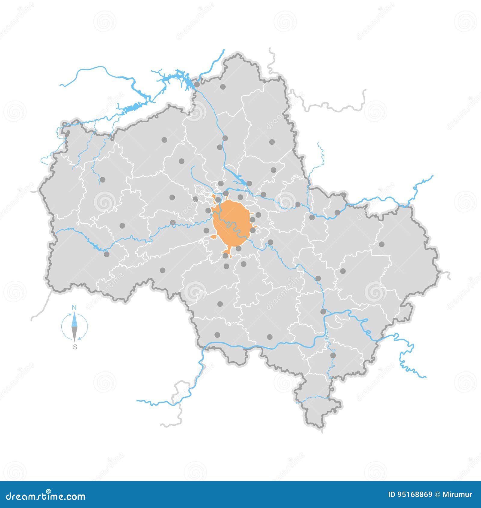 Map of Moscow Region stock vector. Illustration of region - 95168869
