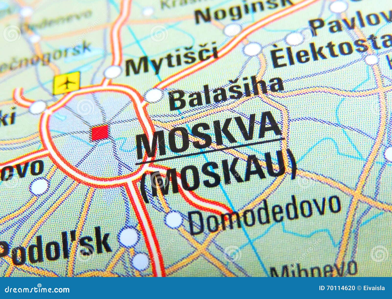 Map of Moscow stock photo. Image of capital, airport - 70114620