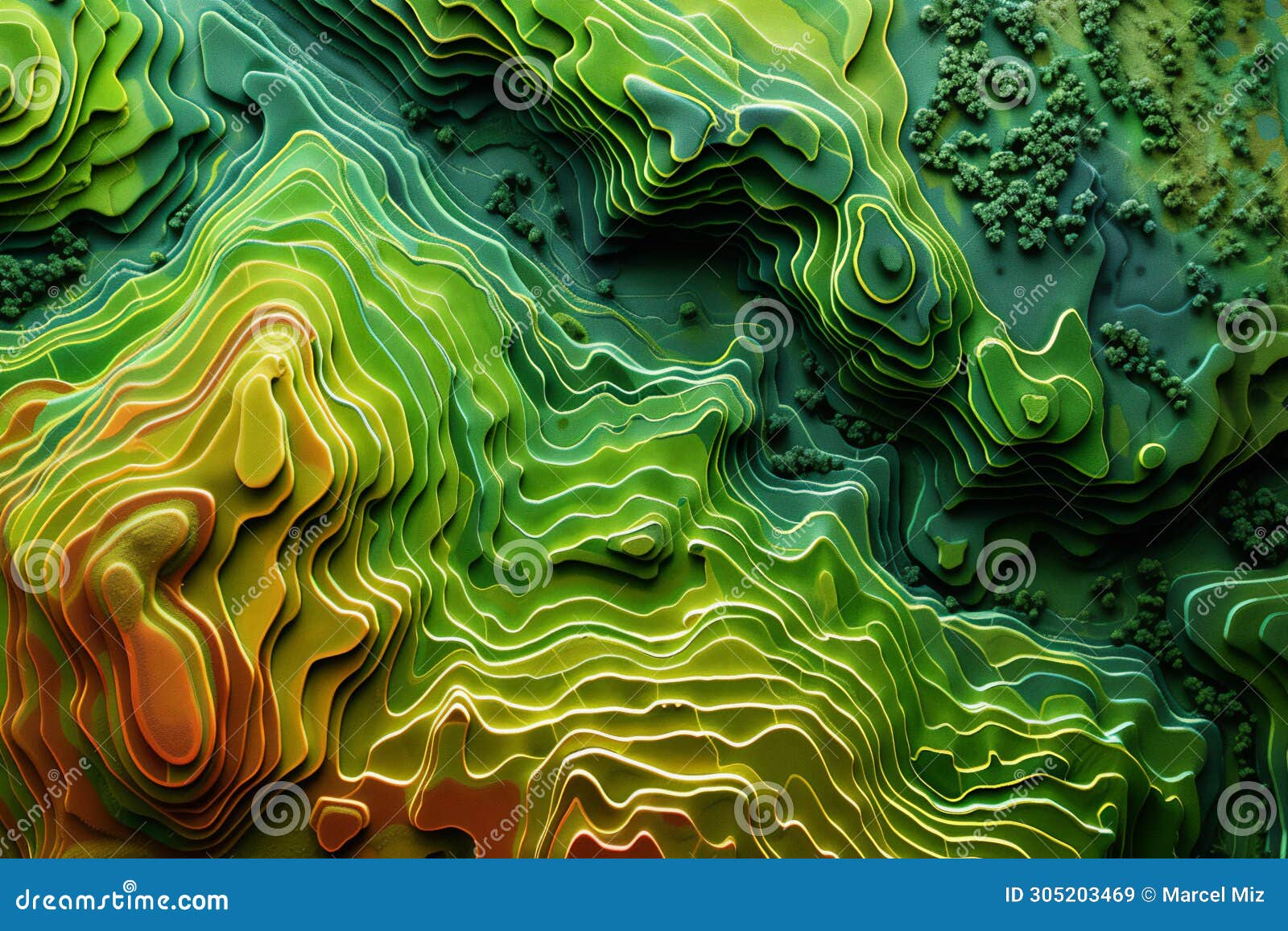 Map of a Mountain Peaks and Tops with Coloured Geospatial Data for GIS ...