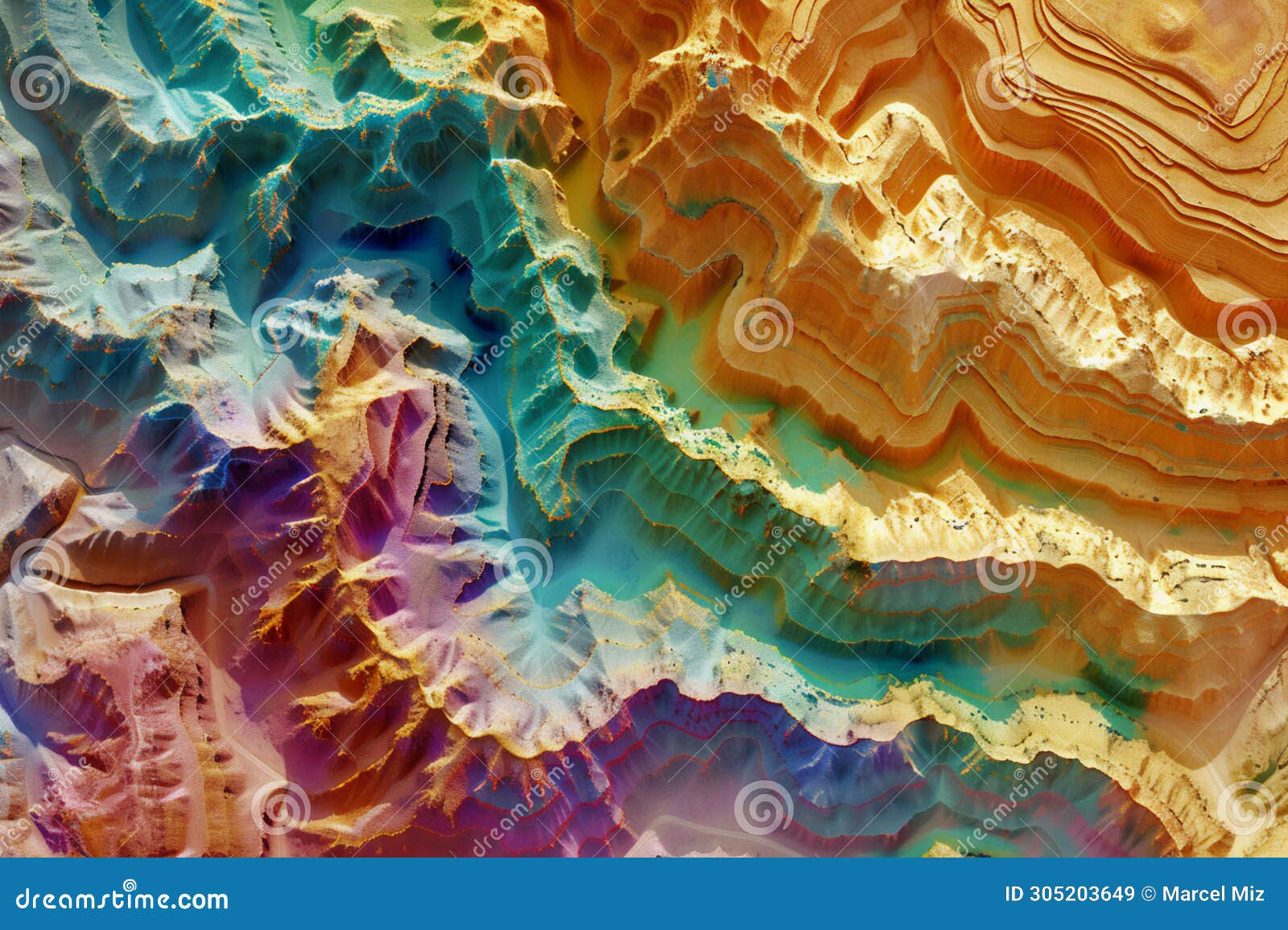 Map of a Mountain Peaks and Tops with Coloured Geospatial Data for GIS ...