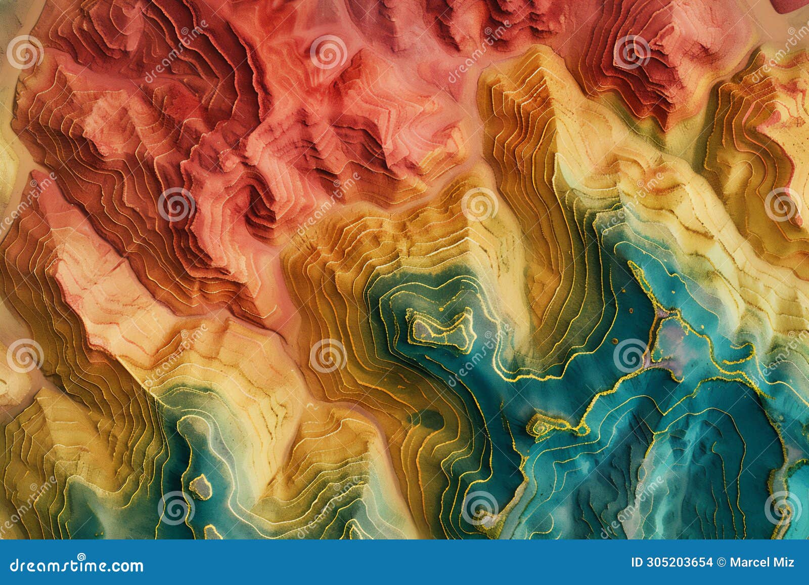 Map of a Mountain Peaks and Tops with Coloured Geospatial Data for GIS ...