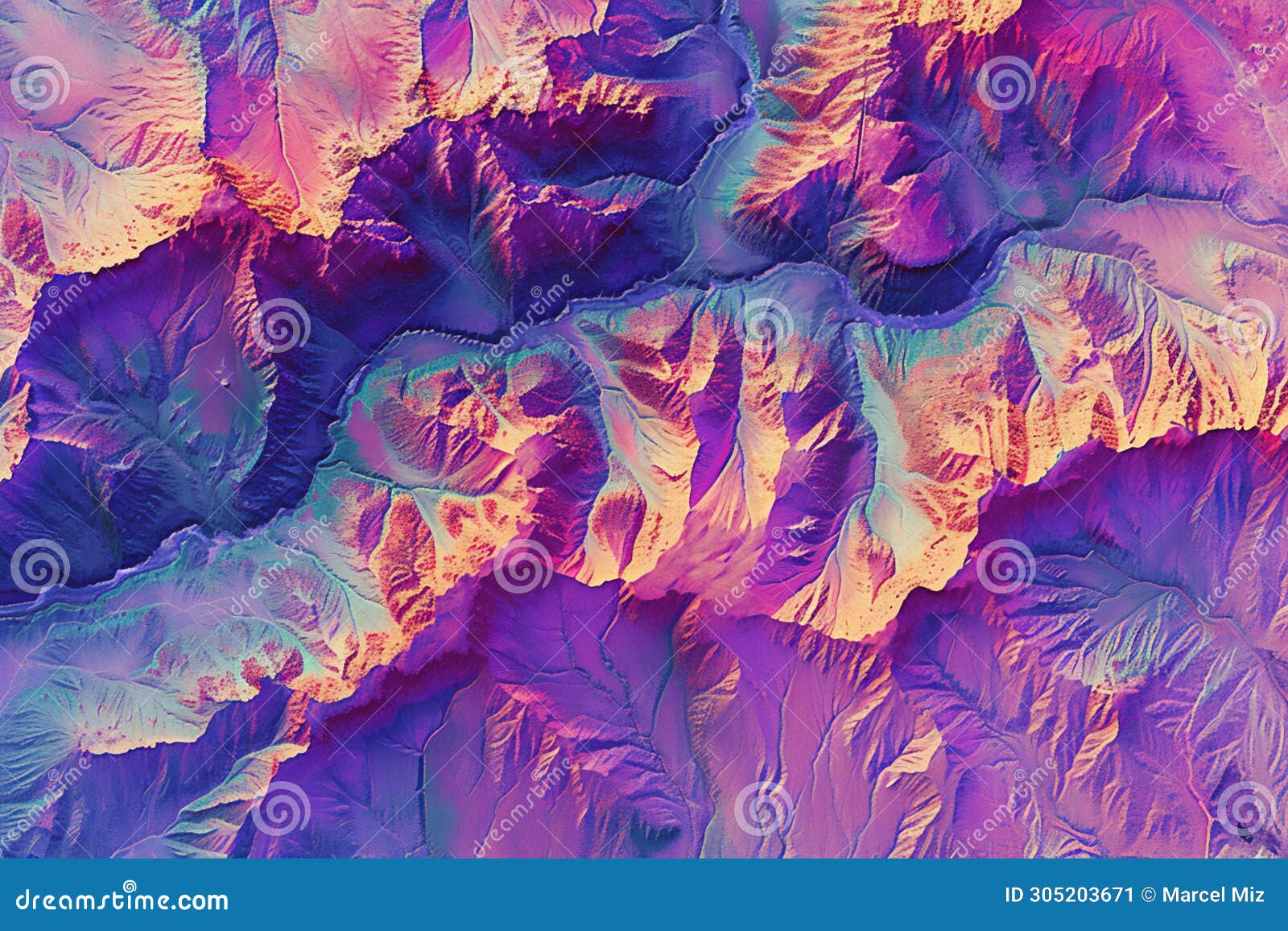 Map of a Mountain Peaks and Tops with Coloured Geospatial Data for GIS ...
