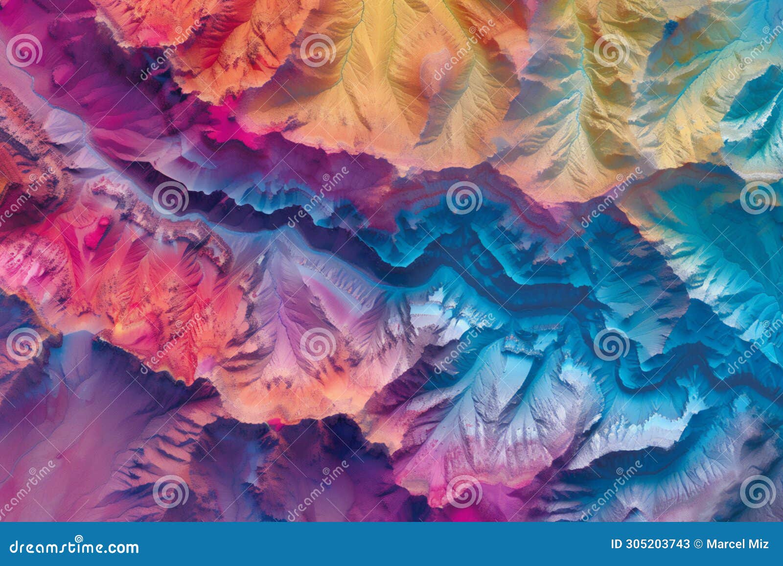 Map of a Mountain Peaks and Tops with Coloured Geospatial Data for GIS ...
