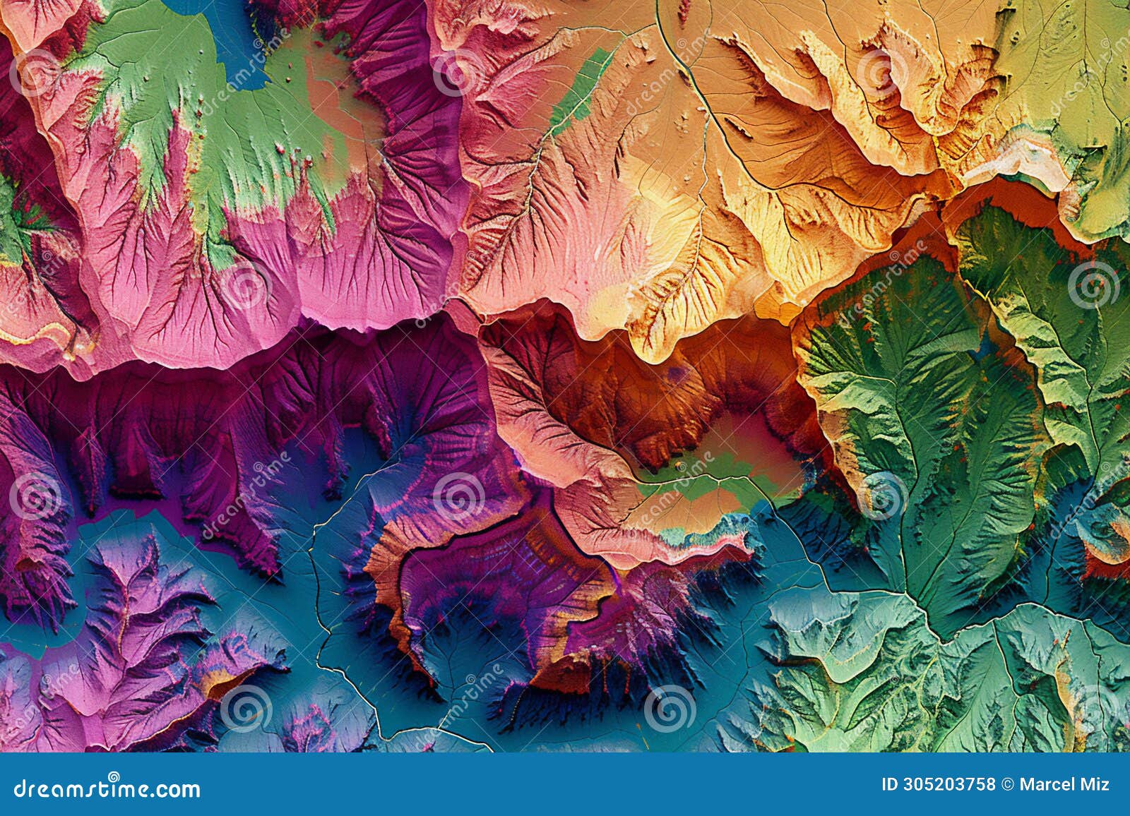Map of a Mountain Peaks and Tops with Coloured Geospatial Data for GIS ...