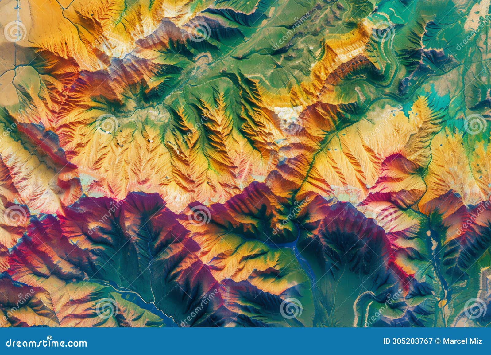 Map of a Mountain Peaks and Tops with Coloured Geospatial Data for GIS ...