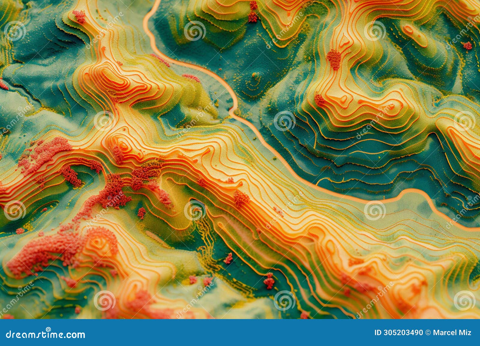 Map of a Mountain Peaks and Tops with Coloured Geospatial Data for GIS ...