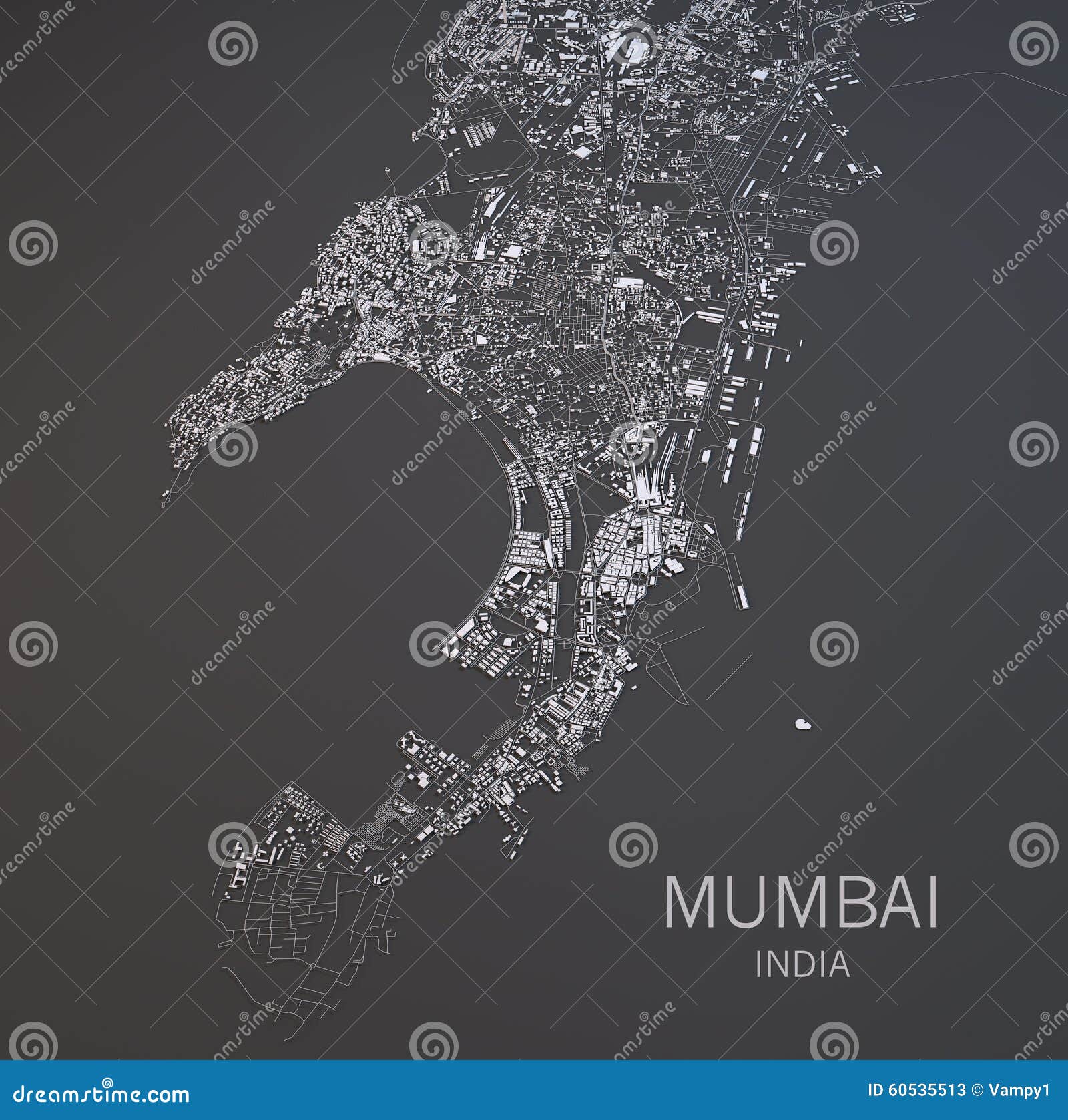 Map of Mumbai, India, Satellite View Stock Illustration - Illustration ...
