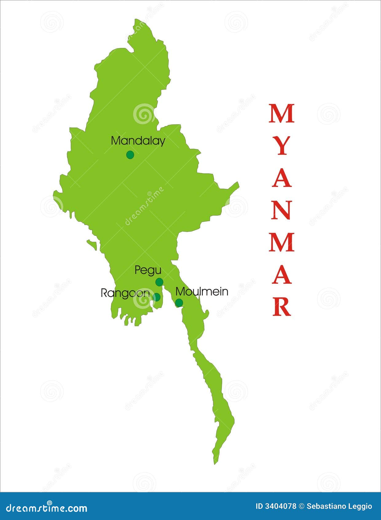 Map of Myanmar stock vector. Illustration of asia, rangoon - 3404078