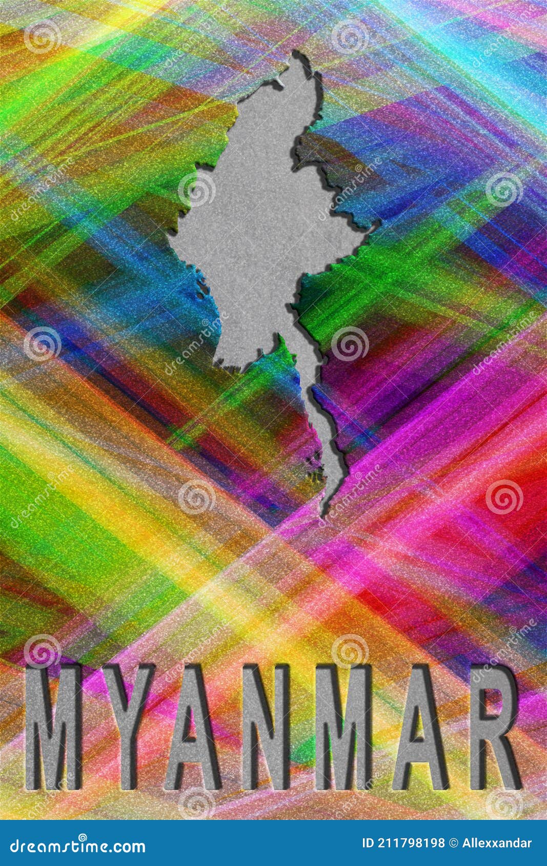 Colorful Myanmar Political Map With Clearly Labeled, Separated Layers ...