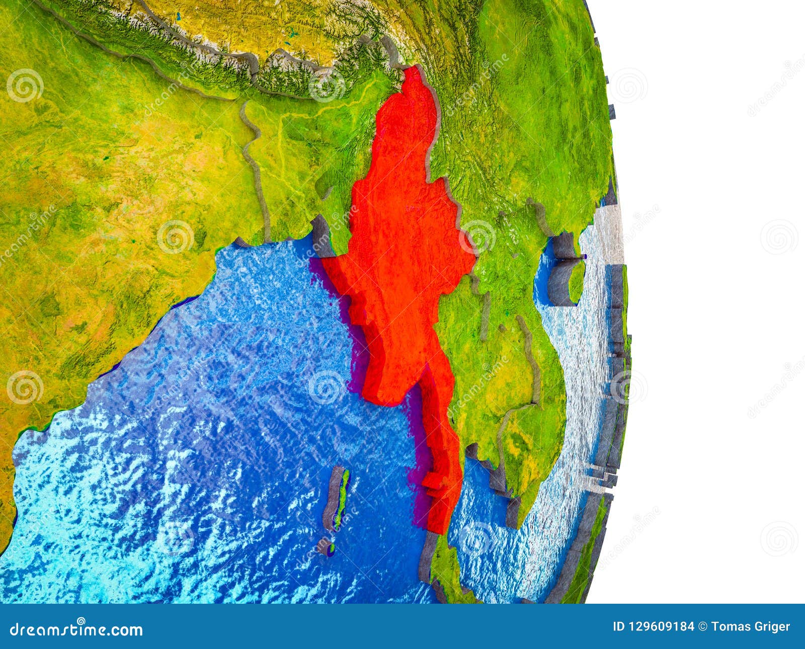 Map of Myanmar on 3D Earth stock illustration. Illustration of earth ...
